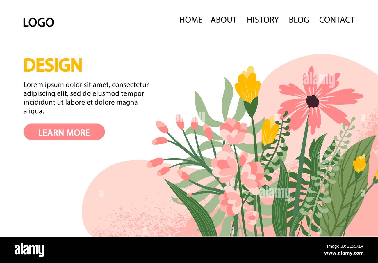 web site design with flowers. site on March 8. illustration hand ...