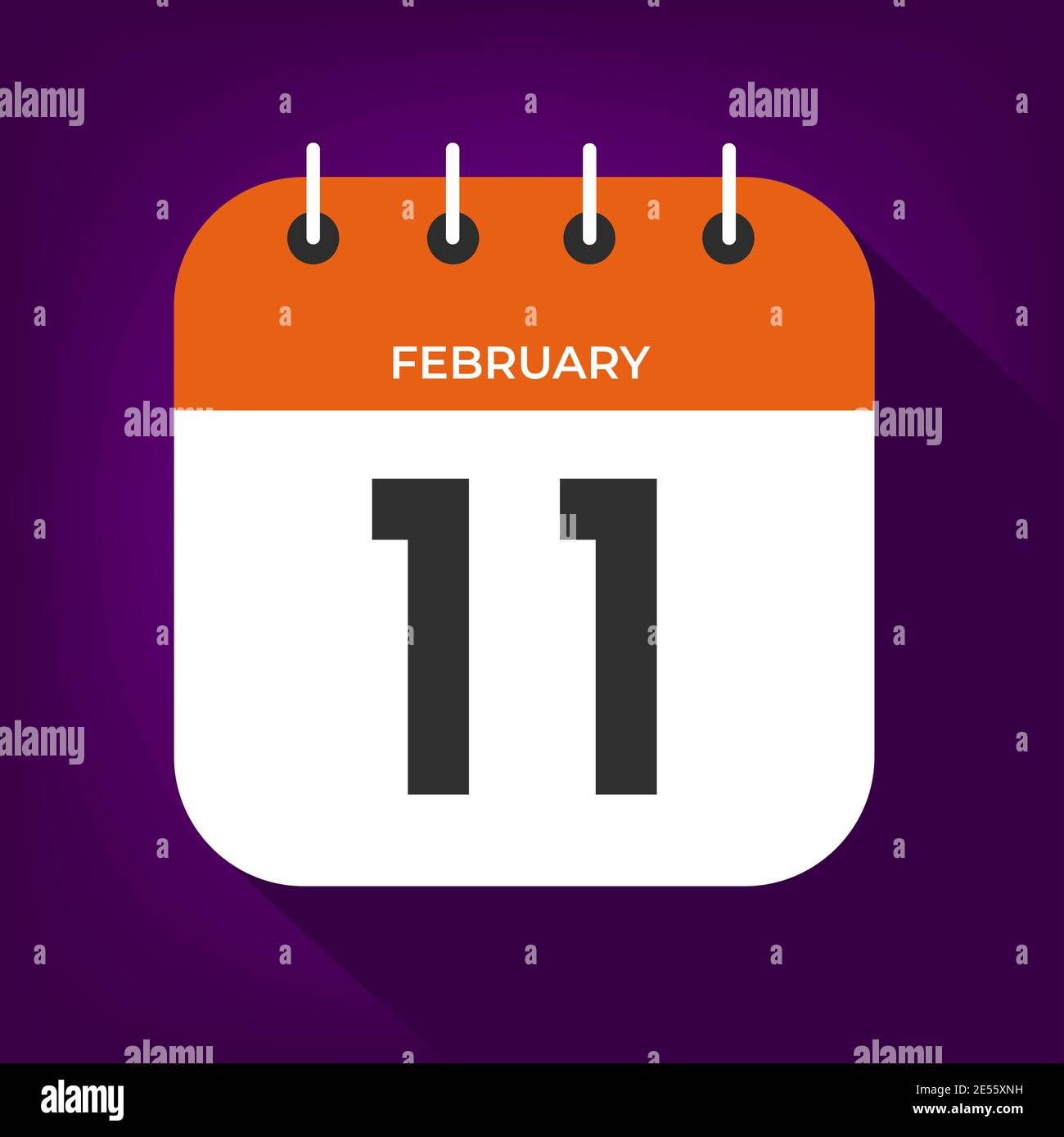 February day 11. Number eleven on a white paper with orange color ...