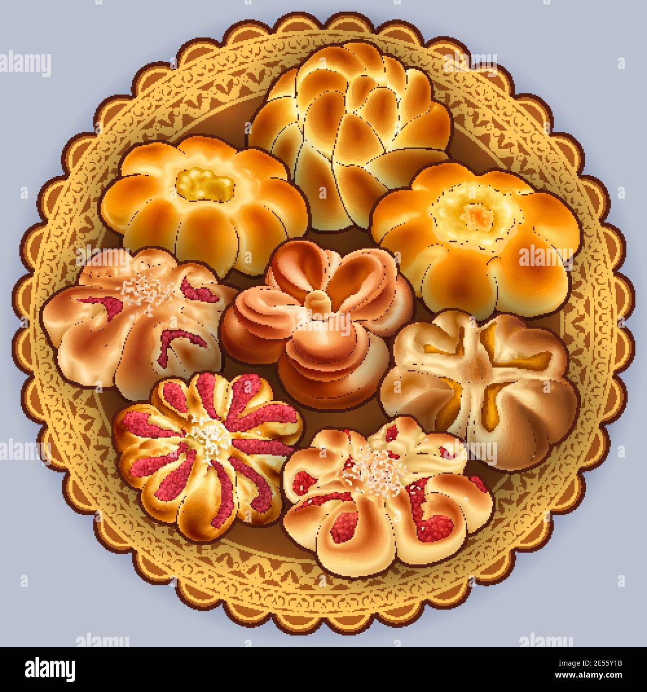 Bakery pastries table Stock Vector Images - Alamy