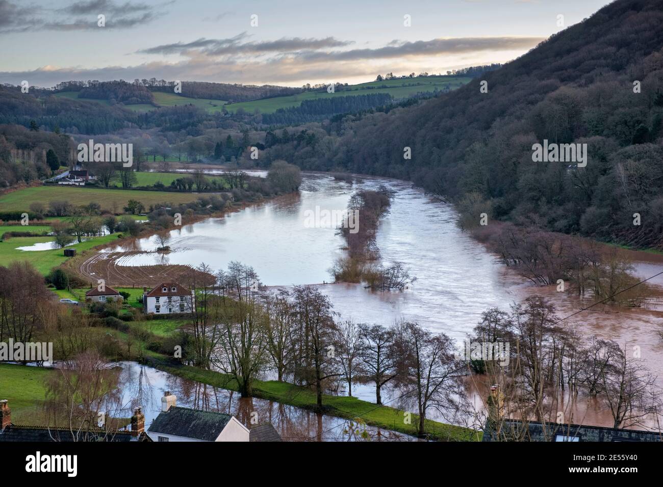 The river Wye in flood at Llandogo Stock Photo - Alamy