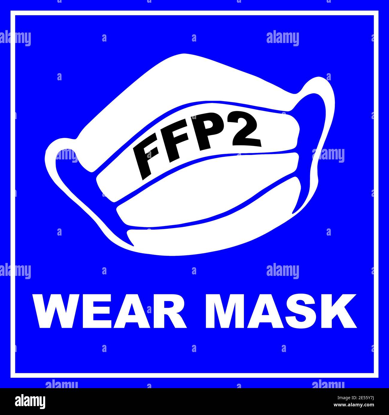 Wear FFP2 Mask symbol against blue background Stock Photo - Alamy
