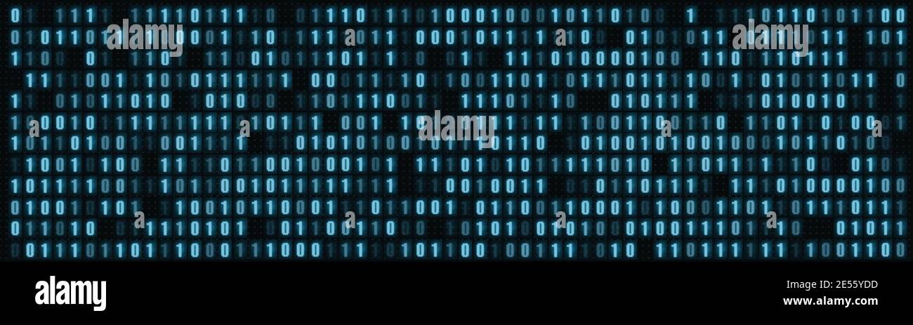Binary Code Data Visualization Panoramic Texture Full Frame 3d Illustration Graphic Texture