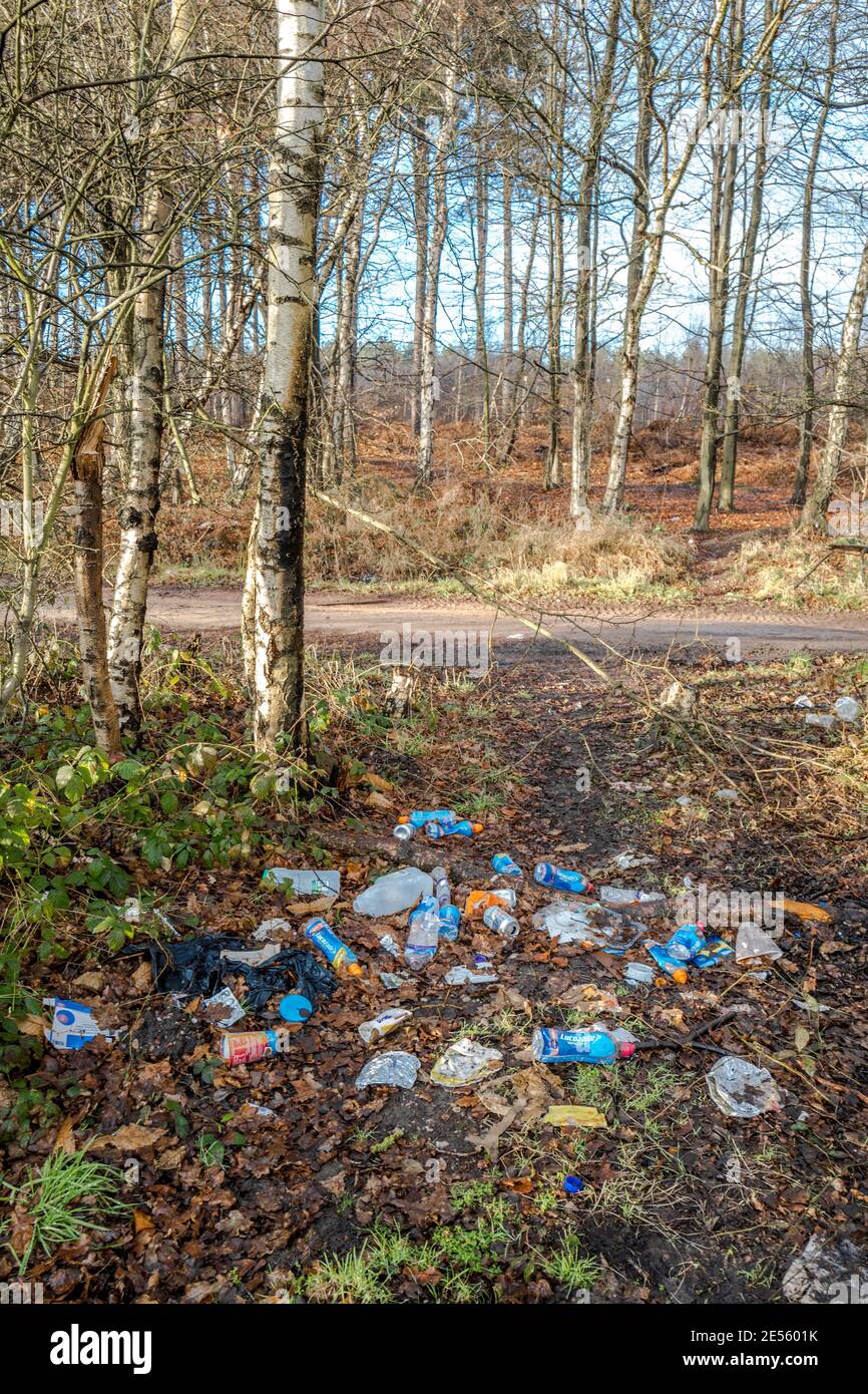 Empty discarded plastic drink bottles dumped in the countryside Stock ...