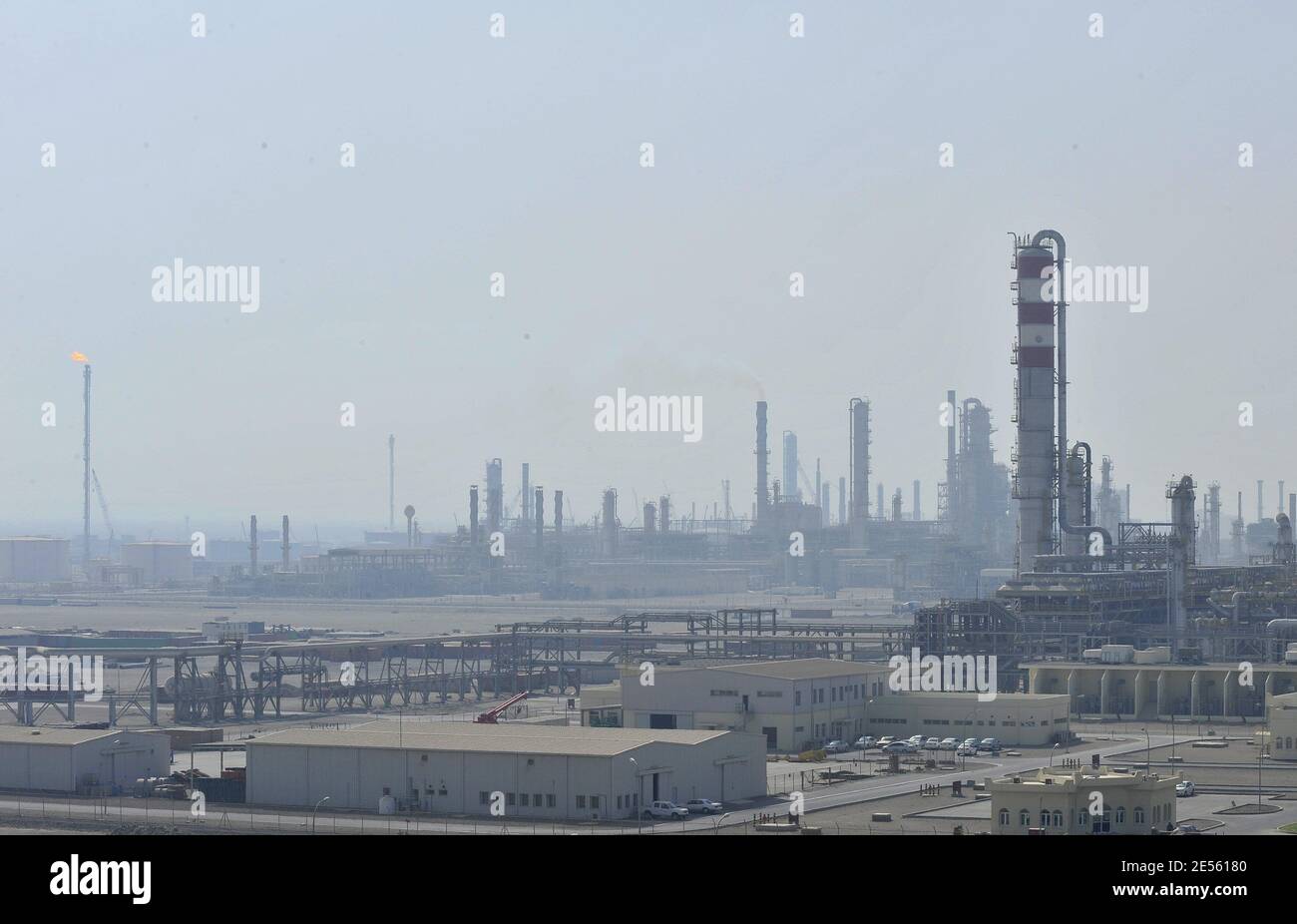 Oil refinery near the Industrial Port of Sohar, Sultanate of Oman, on ...