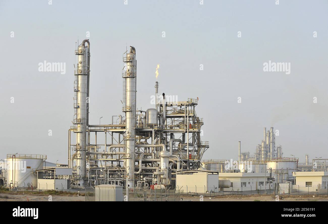 Oil refinery near the Industrial Port of Sohar, Sultanate of Oman, on ...