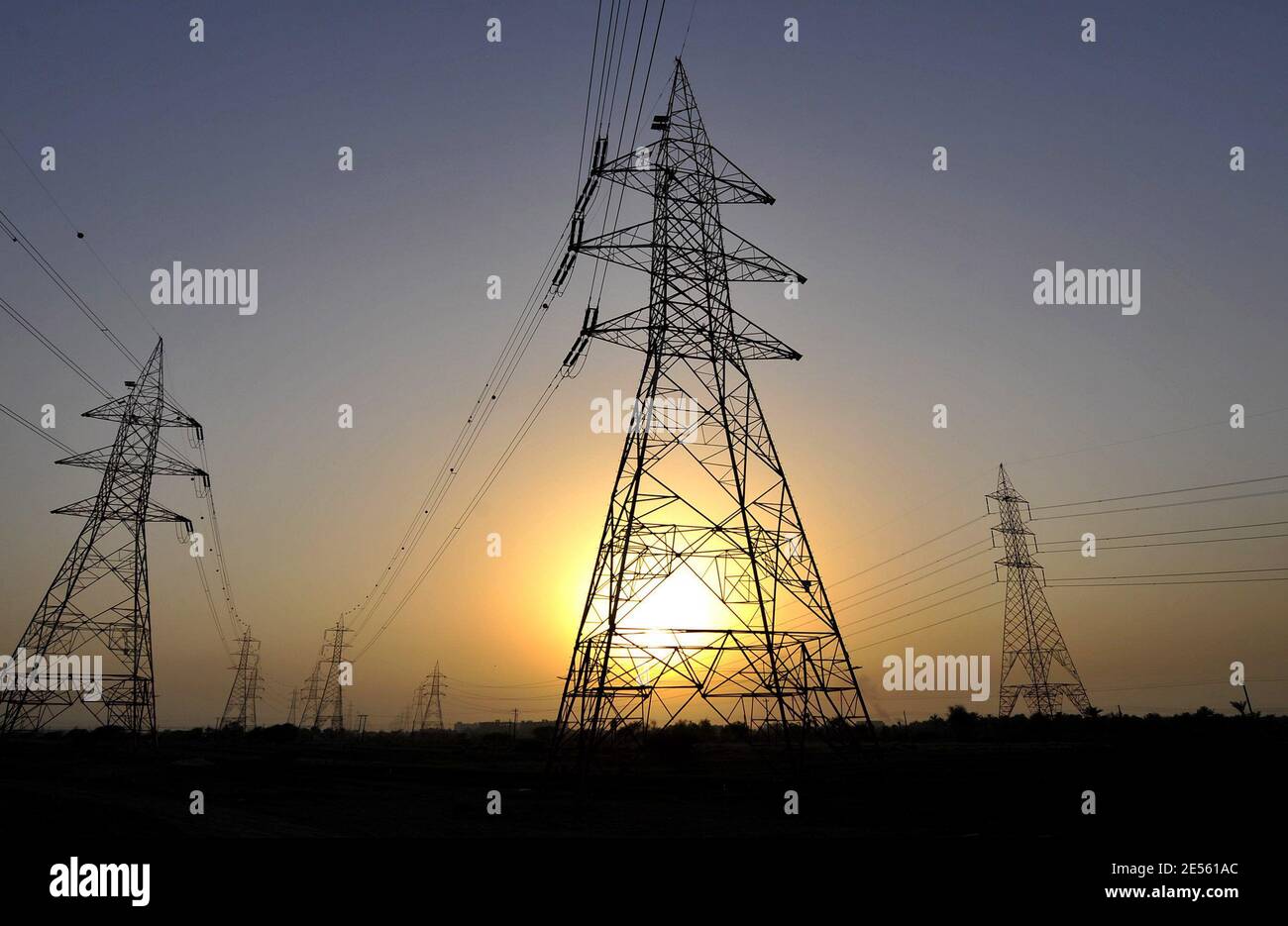 High voltage electric lines near Barka, Sultanate of Oman, on June 27 ...