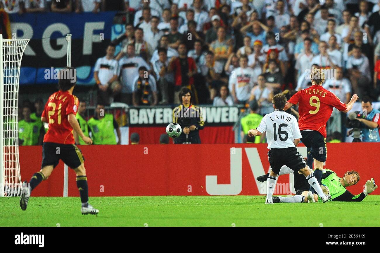 Spain's Fernando Torres scores the goal during the UEFA EURO 2008 Final ...