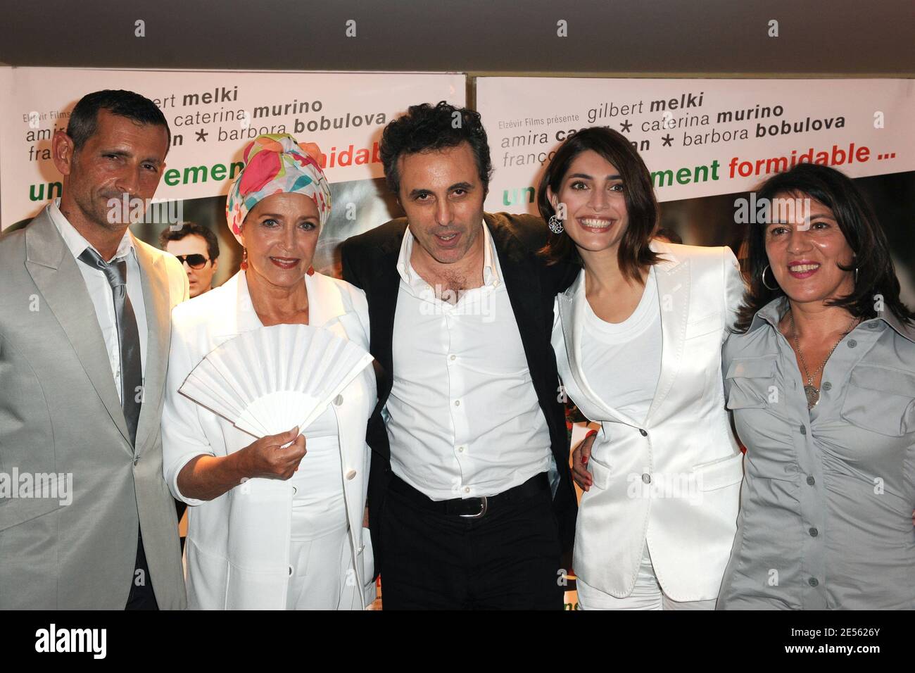 (L-R) Director Stephane Giusti, cast members Francoise Fabian, Gilbert ...
