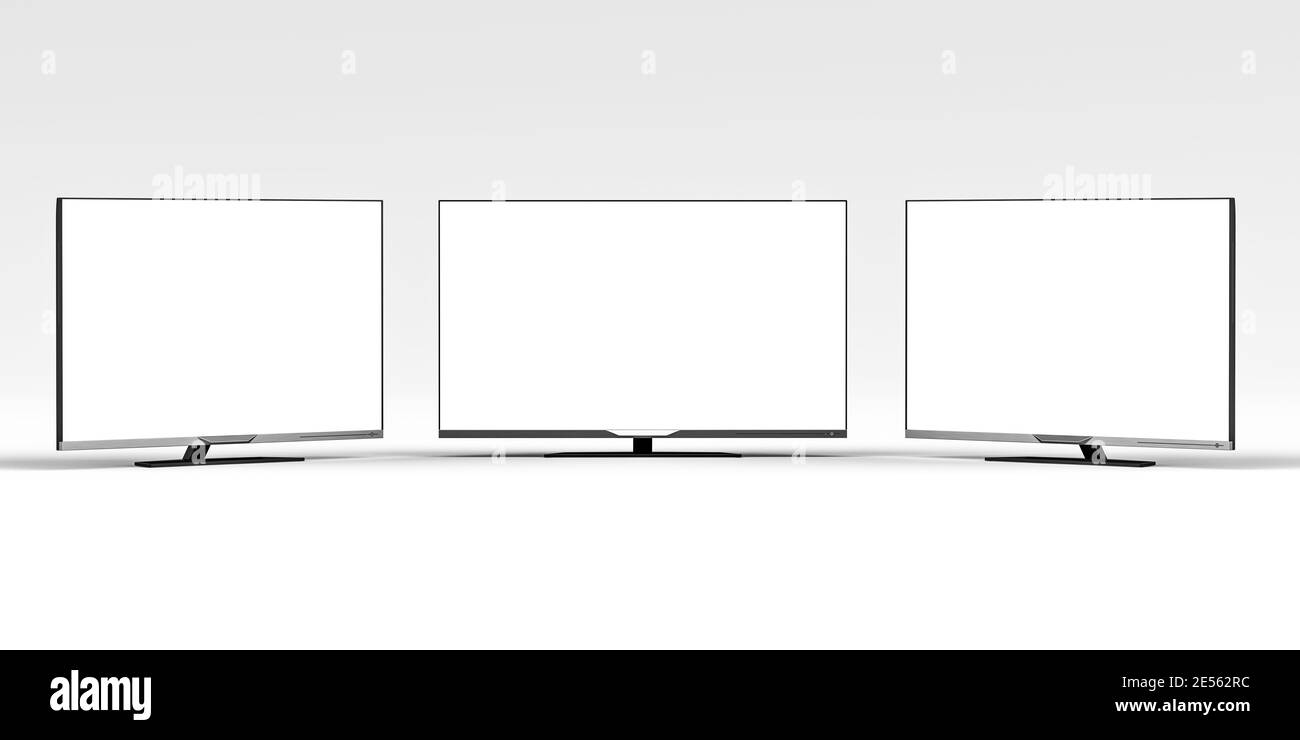Widescreen flat screen lcd tv mockup isolated on white background - 3d ...
