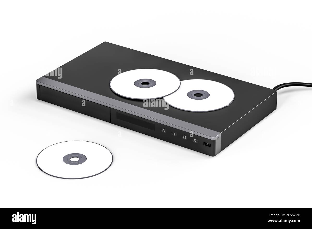 DVD player with three discs mockup - isolated on white background - 3d ...