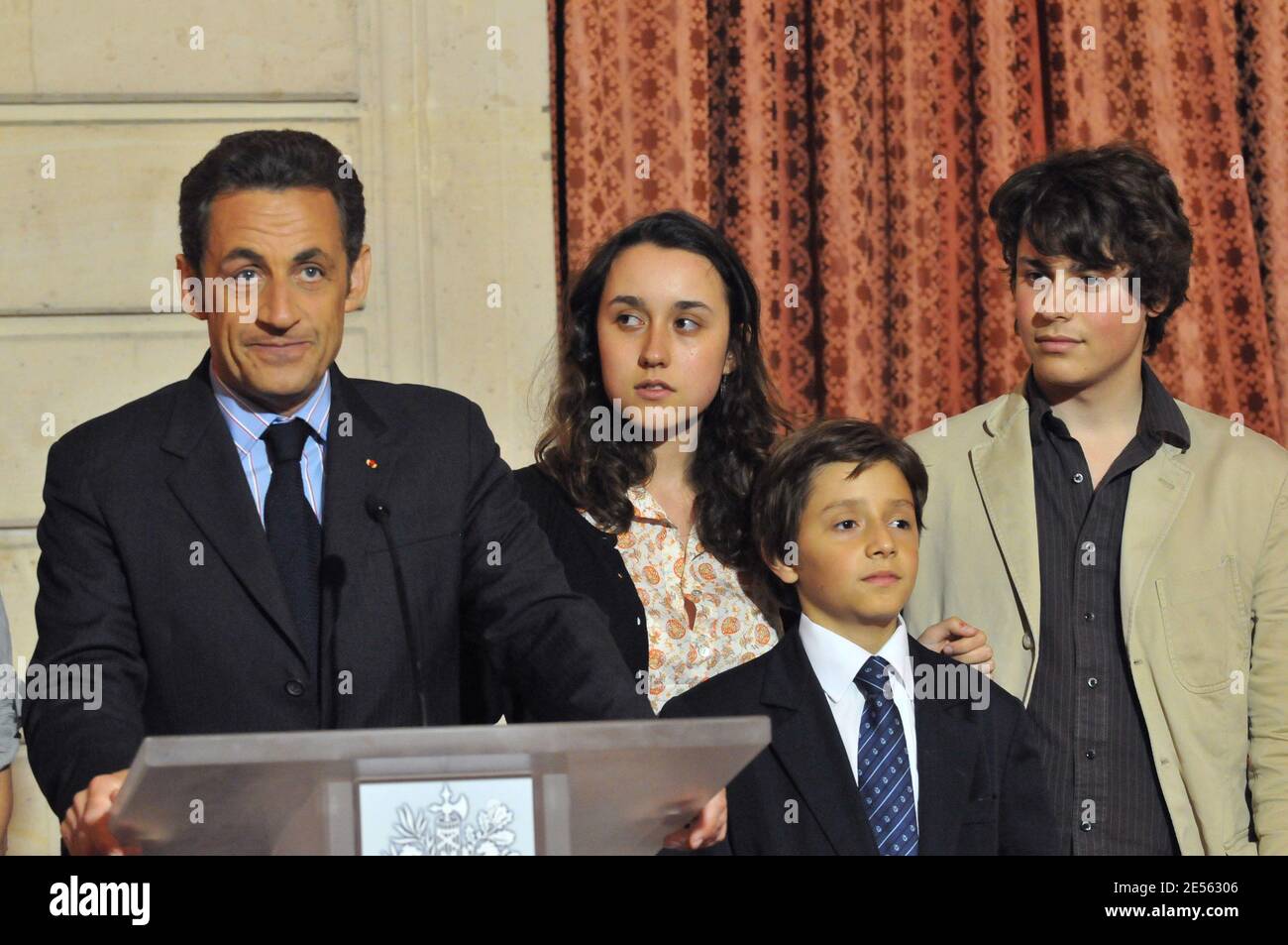 French President Nicolas Sarkozy, Ingrid's daughter Melanie Delloye ...