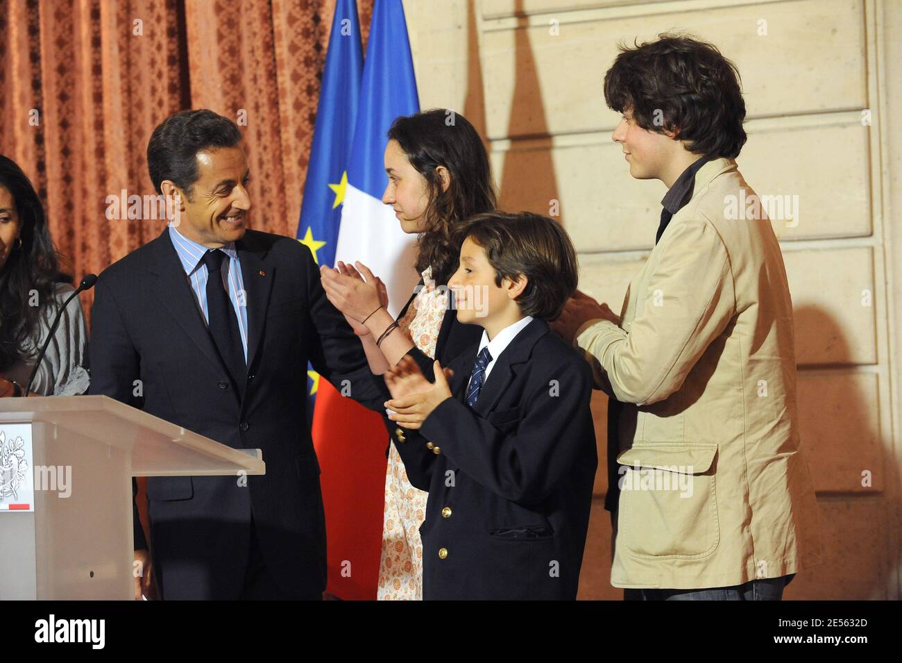 French President Nicolas Sarkozy, Ingrid's daughter Melanie Delloye ...