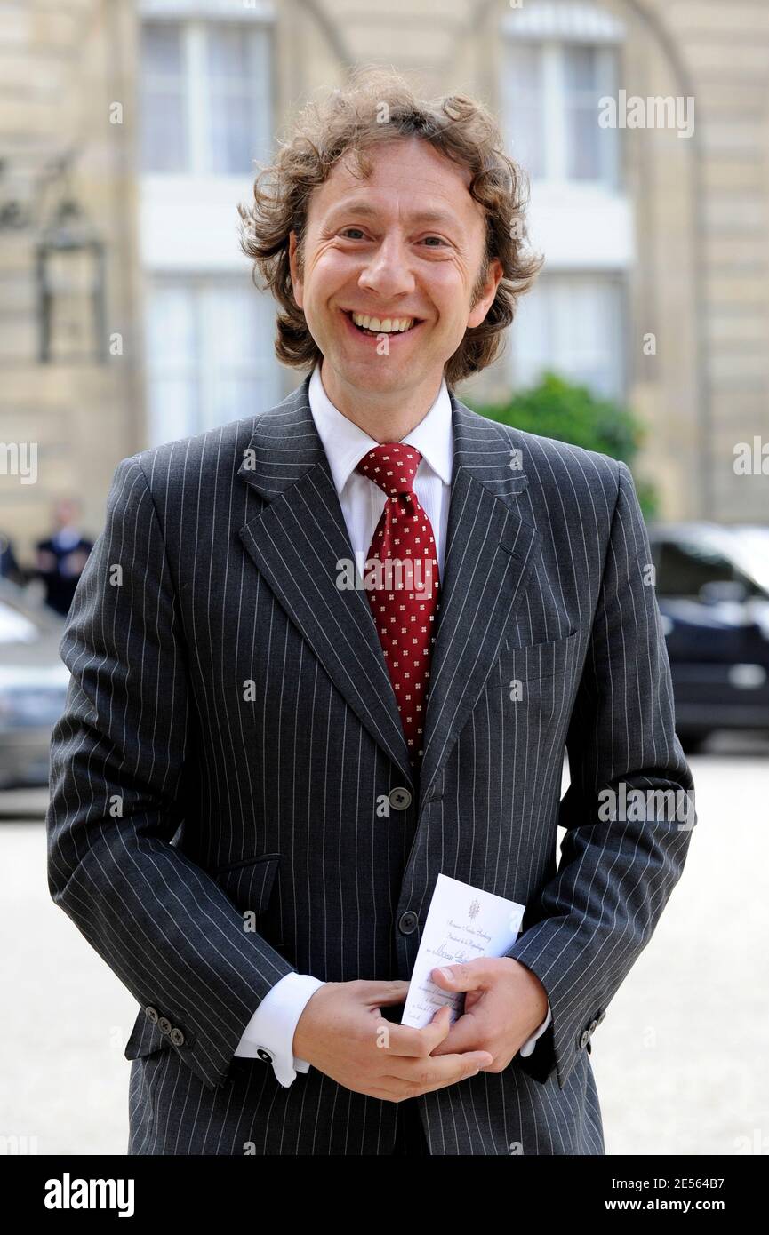 Stephane Bern poses in the courtyard of the Elysee Palace in Paris ...
