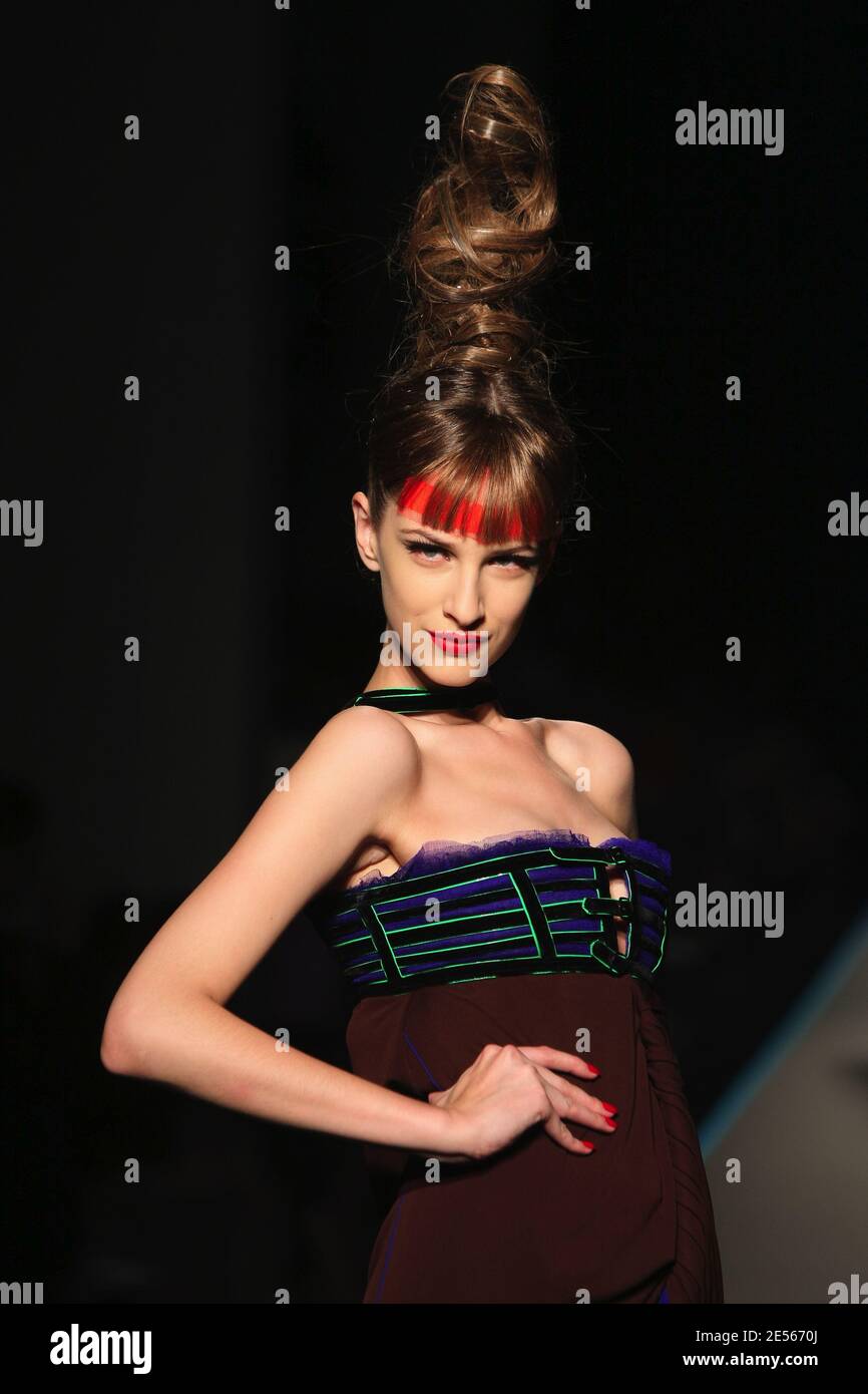 A model displays a creation designed by Jean-Paul Gaultier for Jean ...