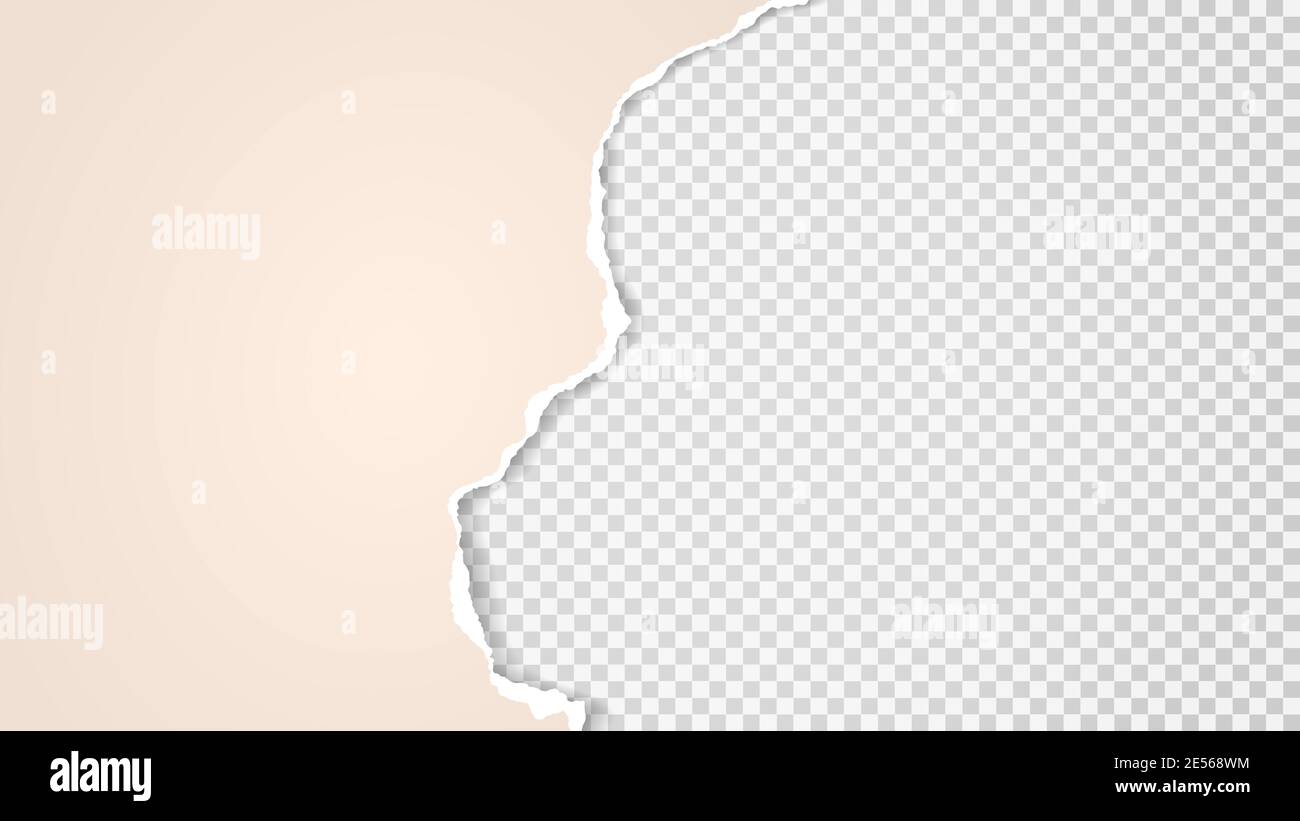 Piece of torn, ripped light pink paper with soft shadow is on white ...