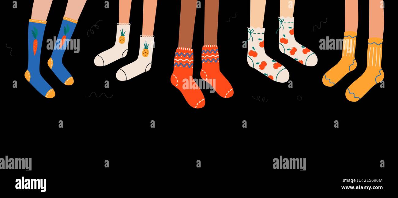 colored funny socks set Stock Vector Image & Art - Alamy