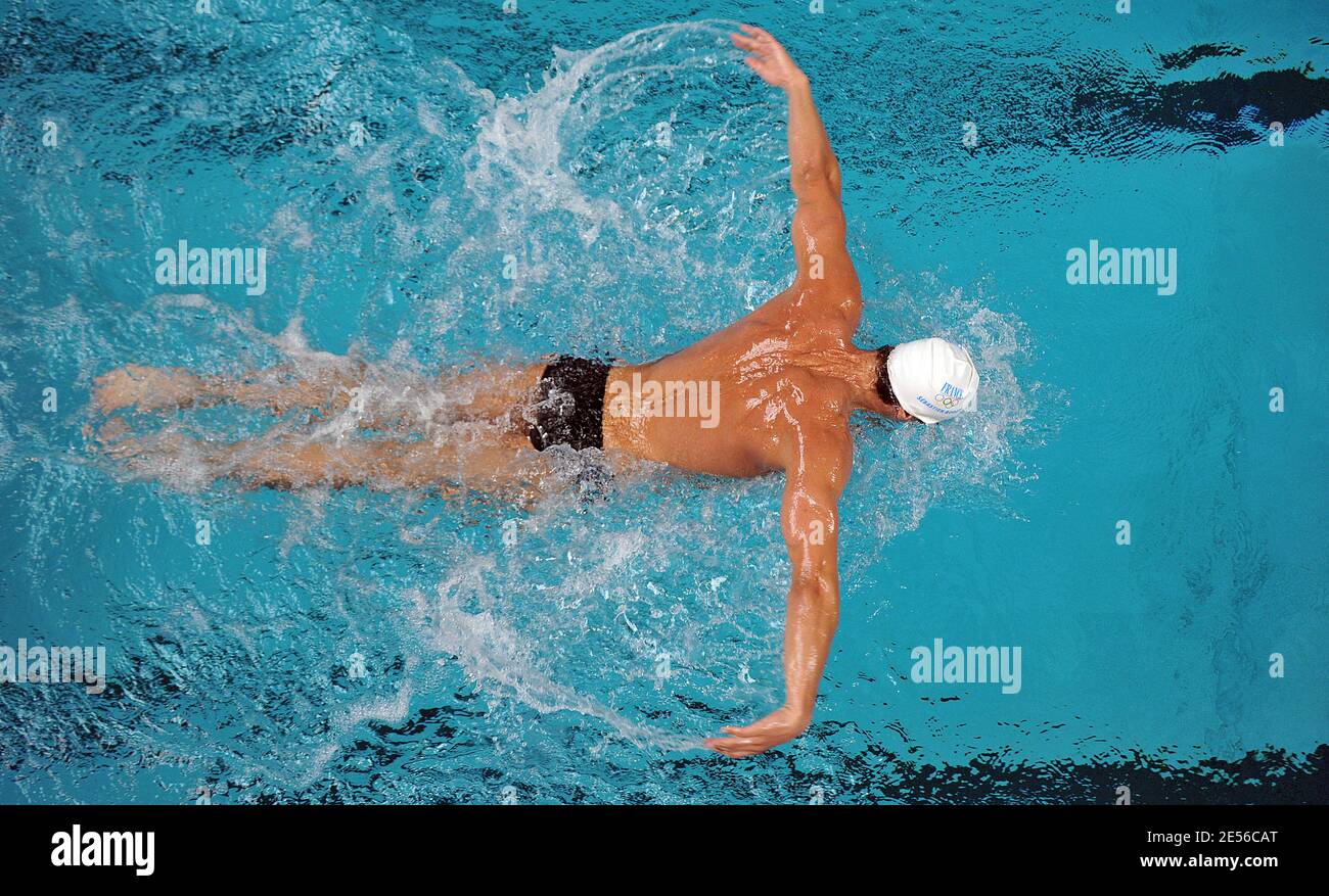 French swimmer Sebastien Bodet during a training session before his ...