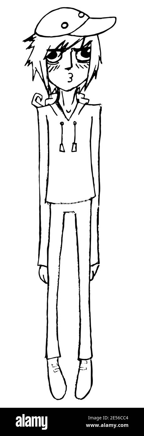 Adolescence, outline drawing of a teenager. Line drawing vector ...