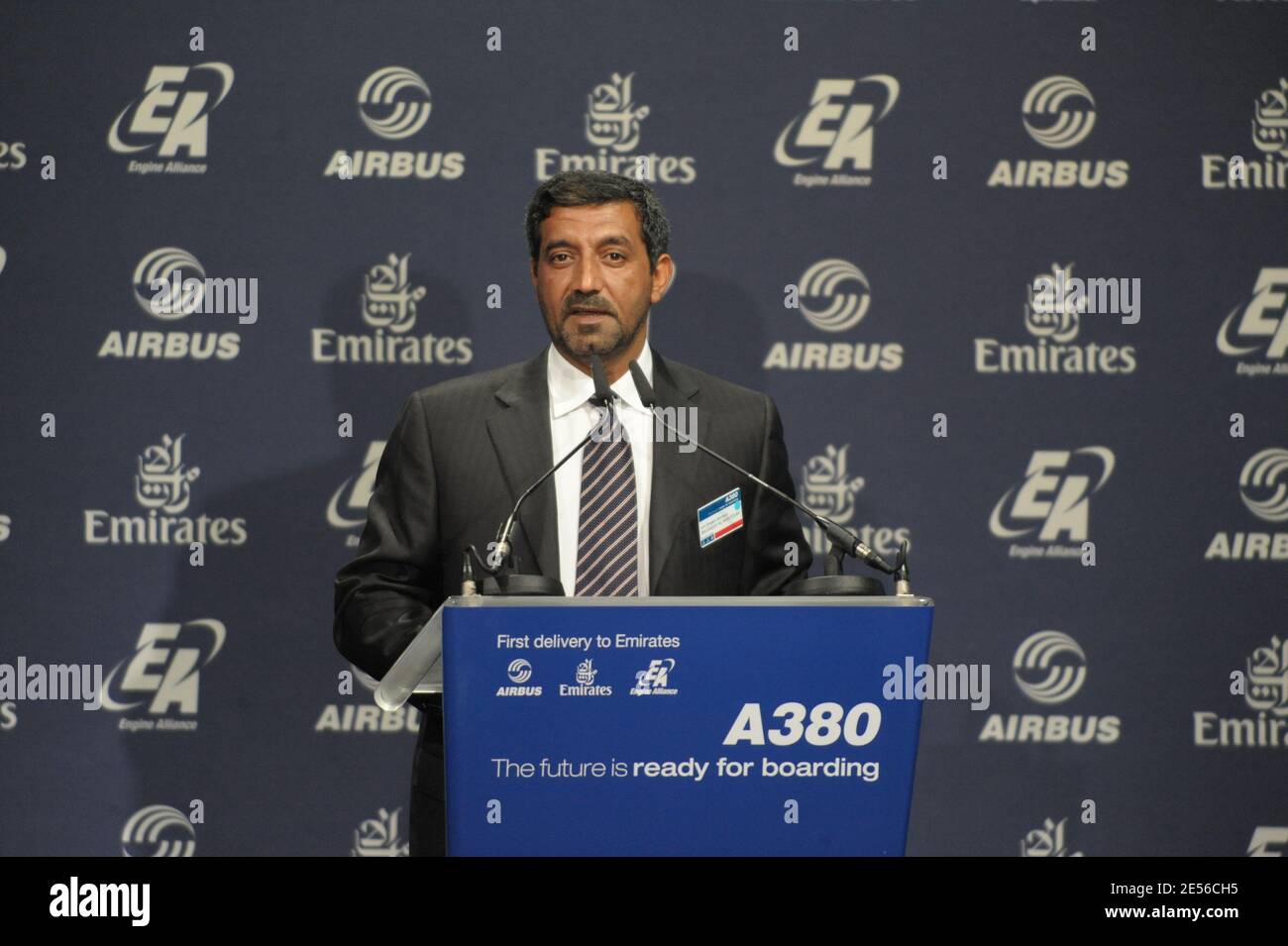 Emirates Chairman and CEO Sheikh Ahmed Bin Saeed Al Maktoum delivers a ...