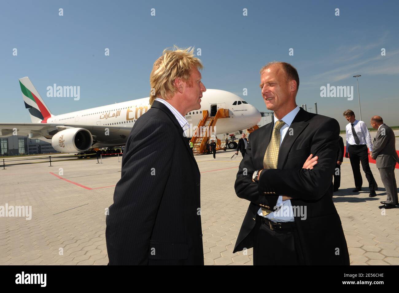 Former German tennis player Boris Becker (L) and Airbus Industries CEO ...