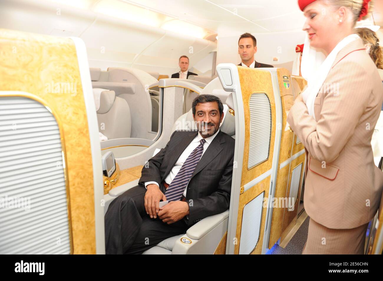 Emirates Chairman and CEO Sheikh Ahmed Bin Saeed Al Maktoum seen inside ...