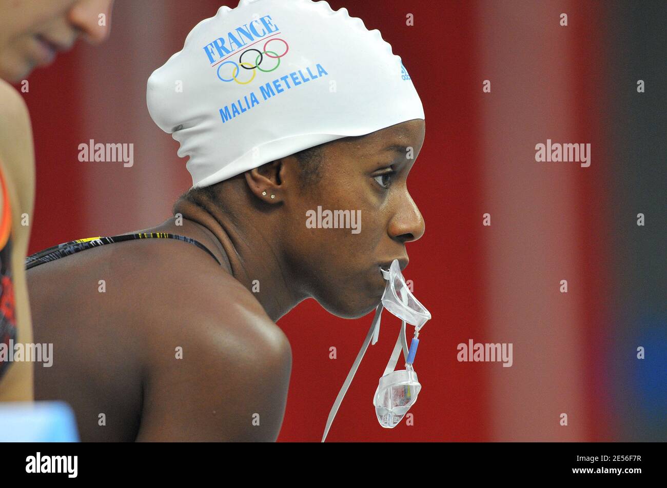 French swimmer Malia Metella during a training session at the National ...
