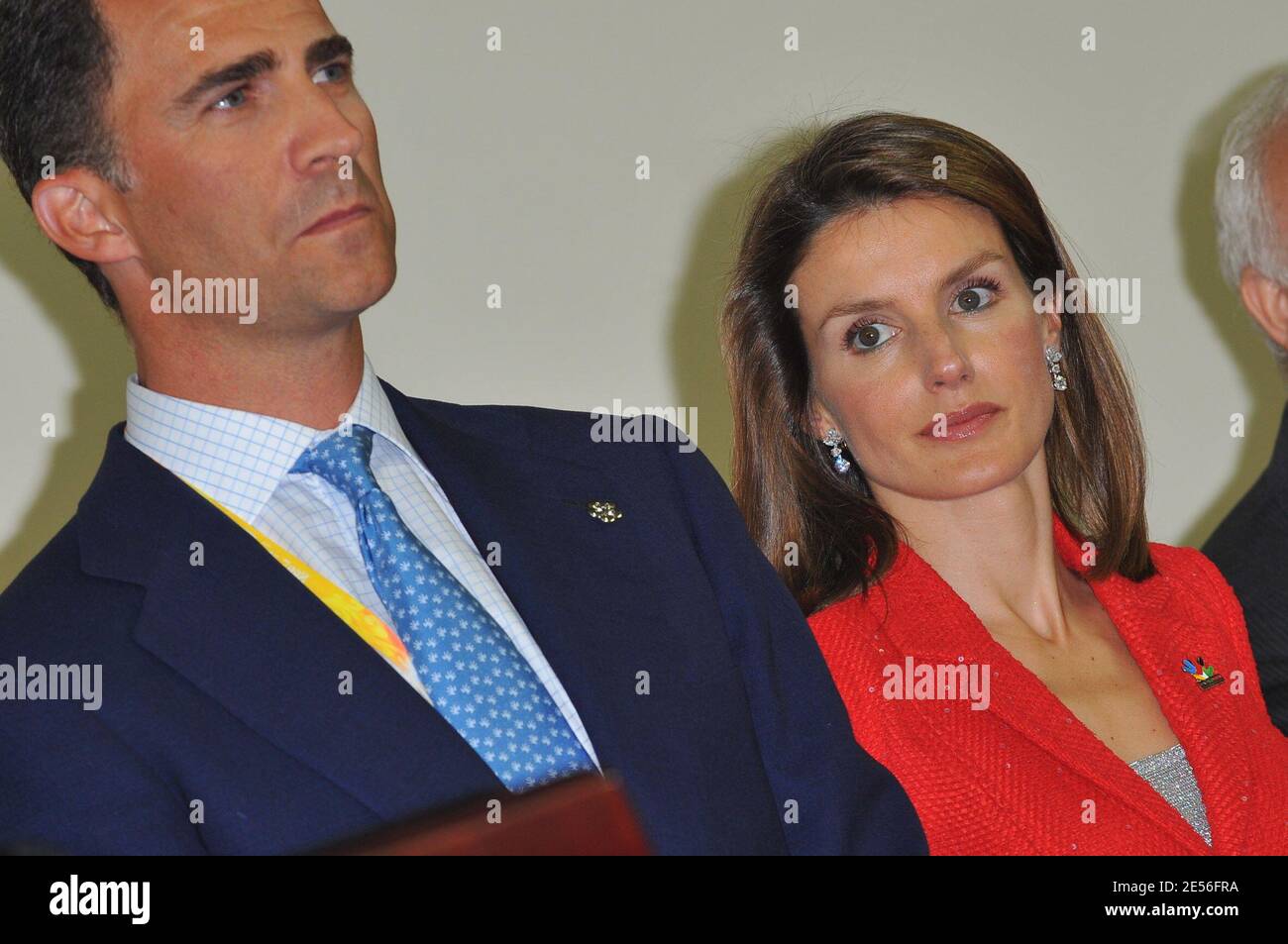 Spain's crown Prince Felipe and his wife Letizia during a reception ...