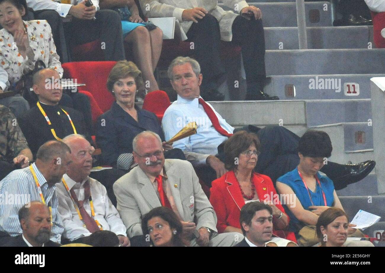 US President George Bush and wife Laura attend the opening ceremony of ...