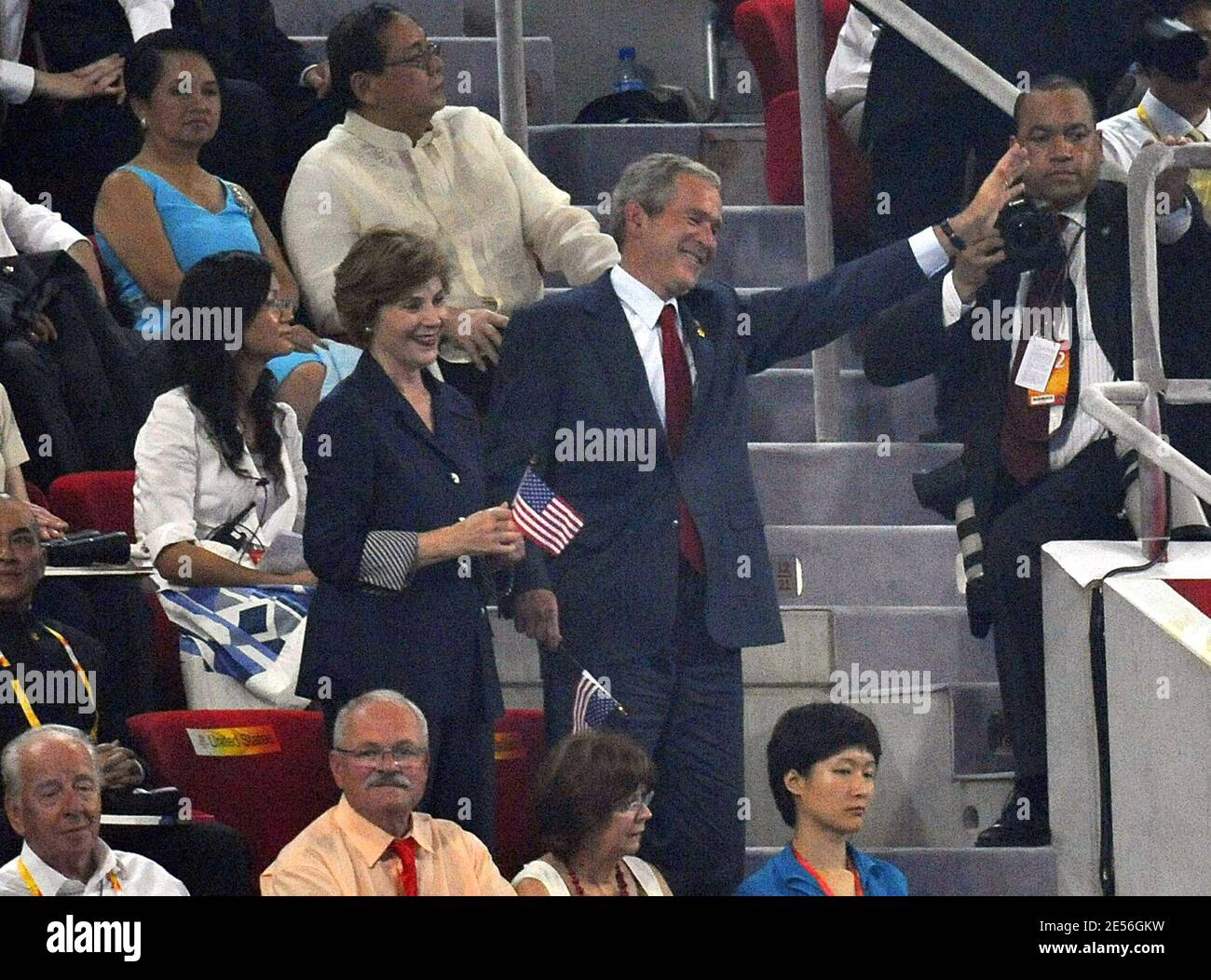 US President George Bush and First Lady Laura attend the opening ...