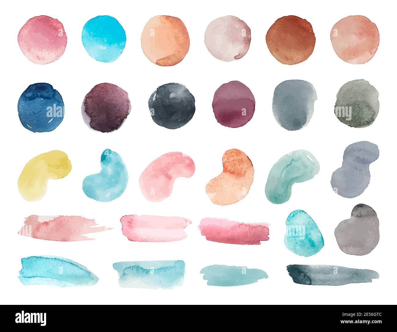 Watercolor abstract shapes. Minimalist geometric paint splash, stain ...