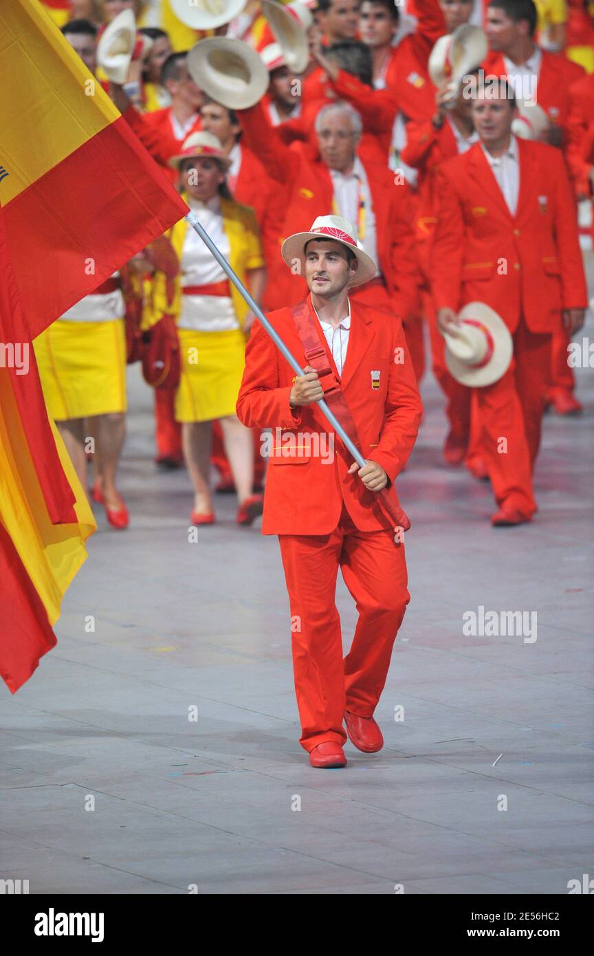 David Cal of the Spain Olympic canoe/kayak team carries his country's ...