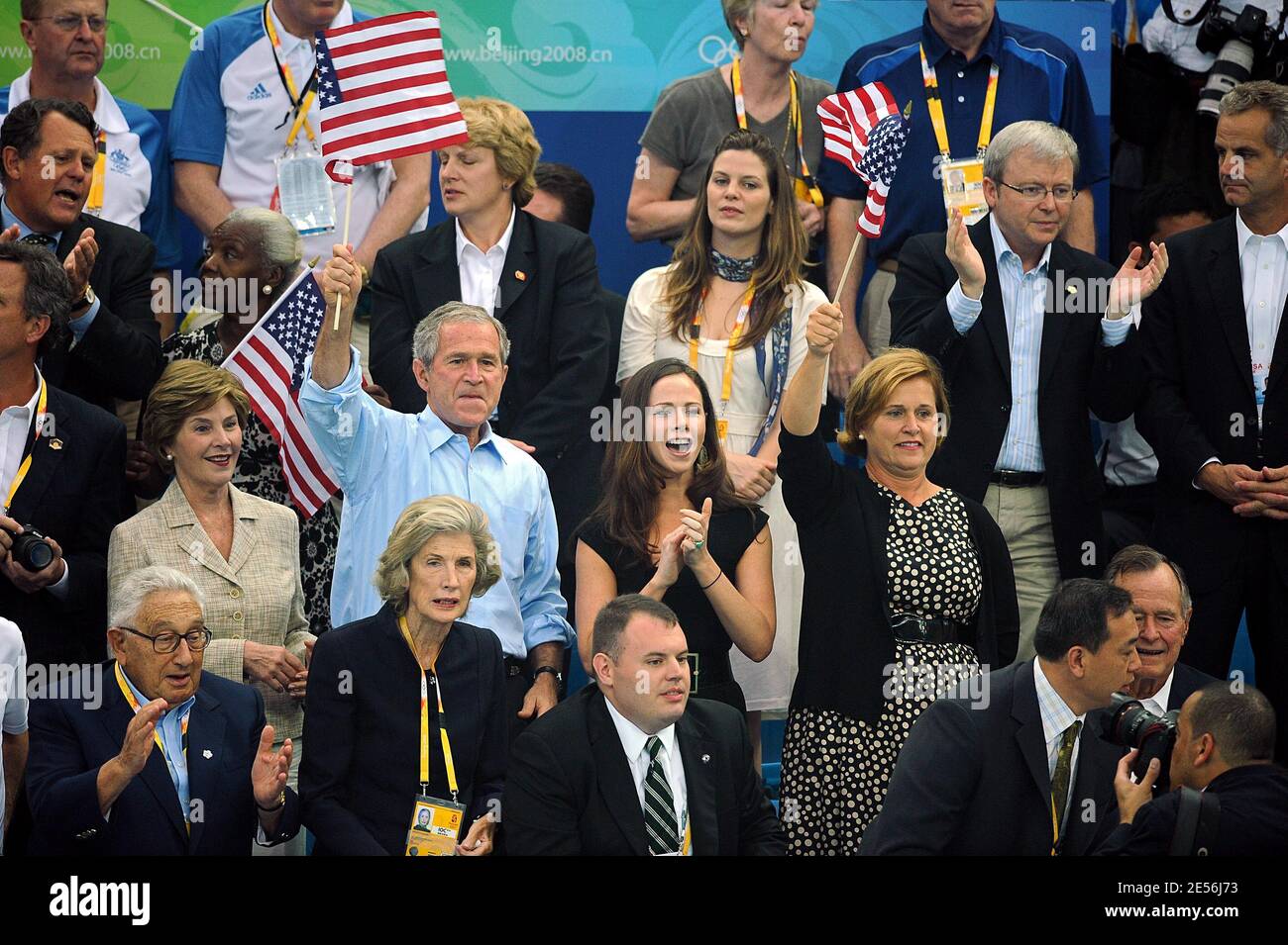 US president George W Bush, his wife Laura, Daughter Barbara and US ...