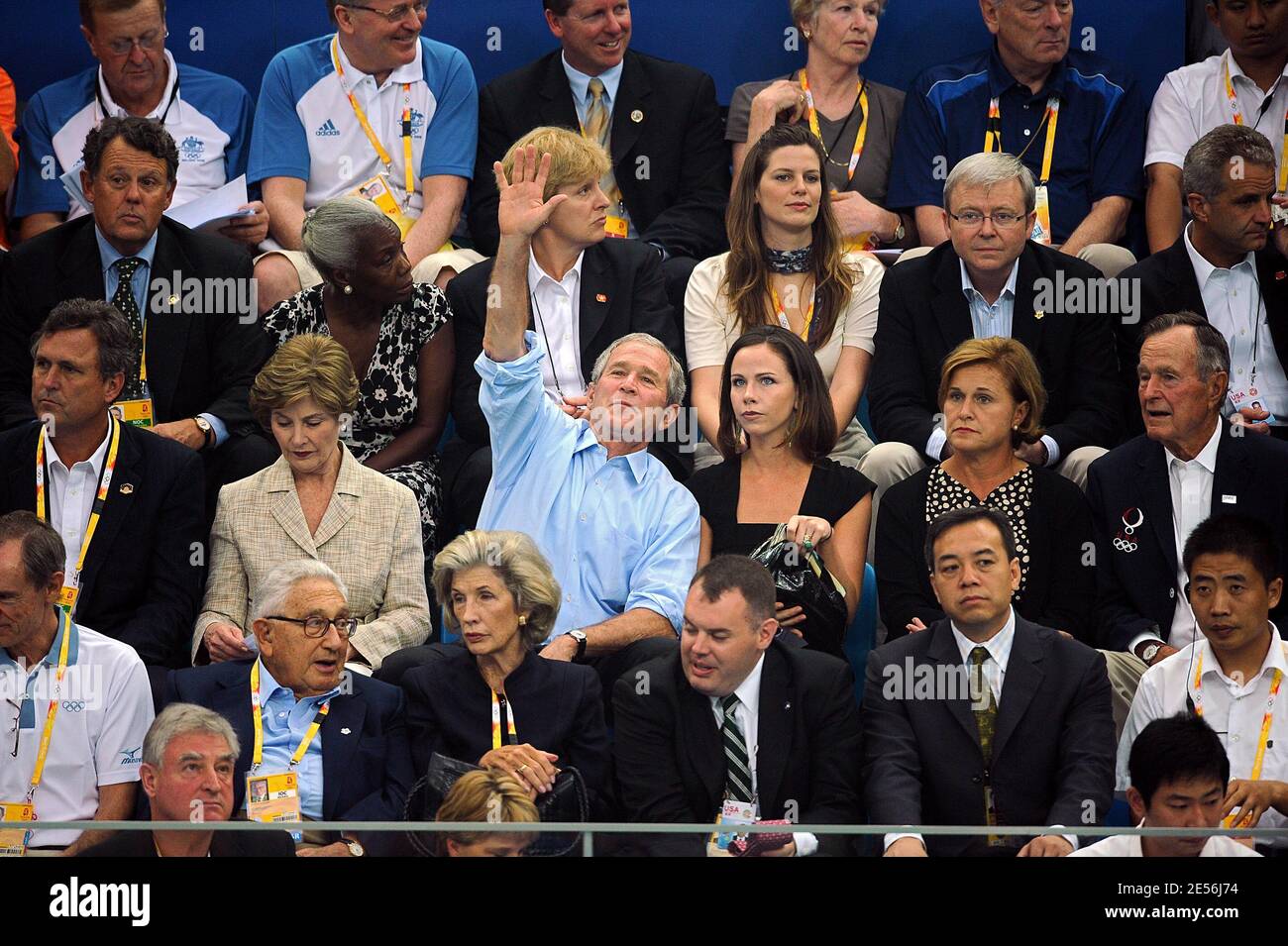 US president George W Bush, his wife Laura, Daughter Barbara and US ...