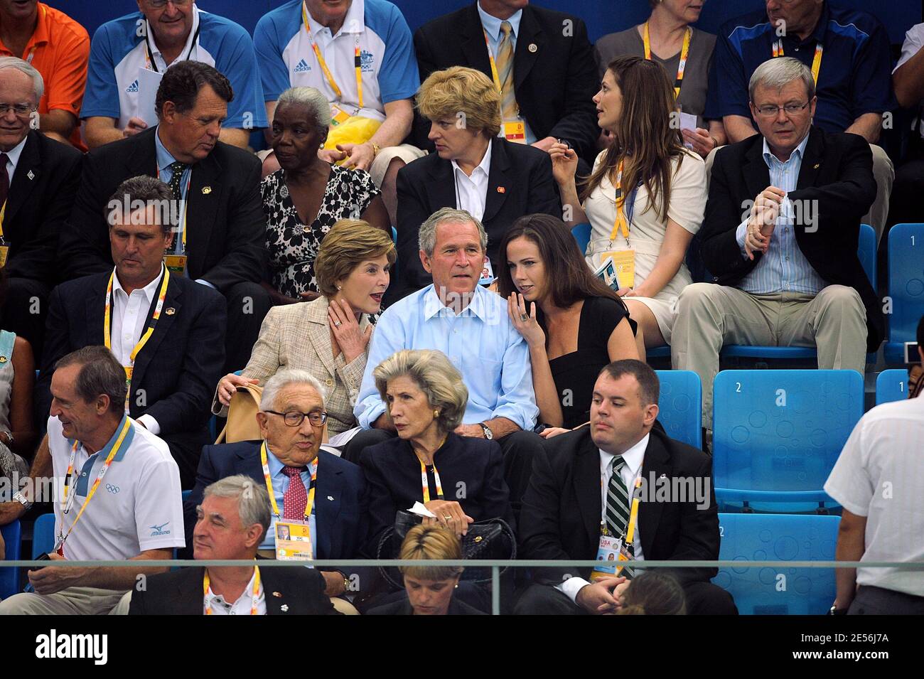 US president George W Bush, his wife Laura, Daughter Barbara and US ...