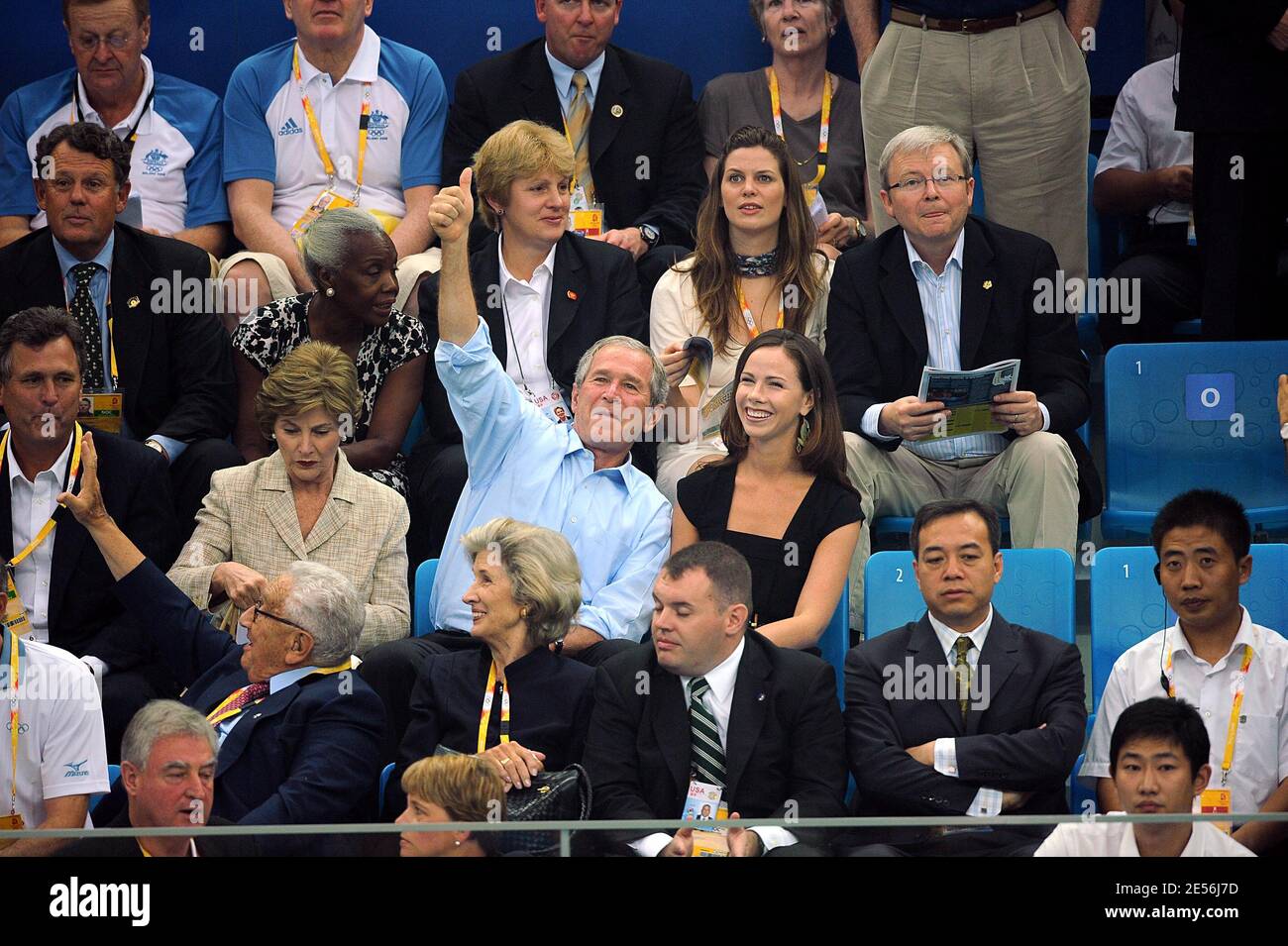 US president George W Bush, his wife Laura, Daughter Barbara and US ...