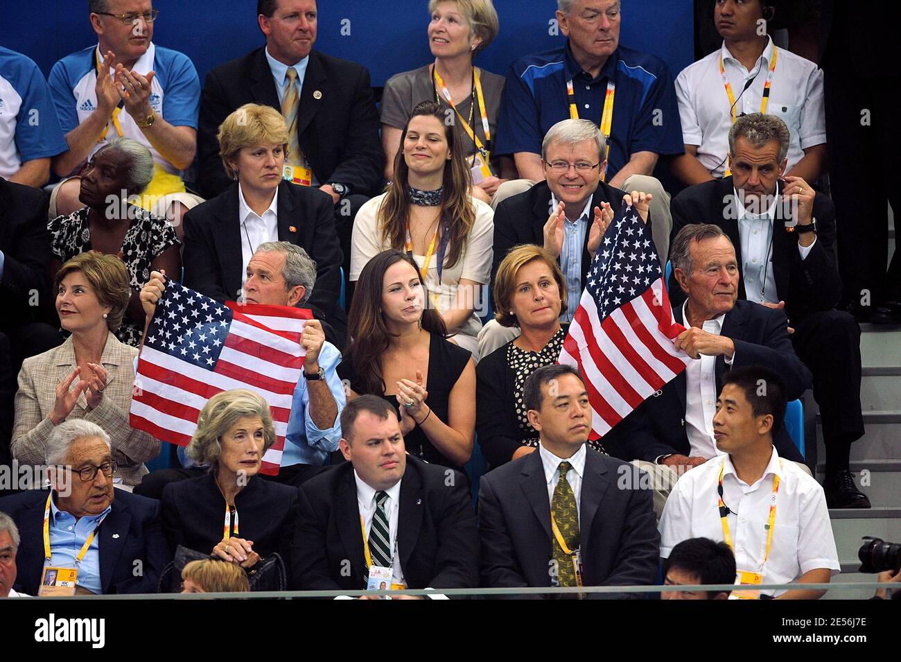 US president George W Bush, his wife Laura, Daughter Barbara and US ...