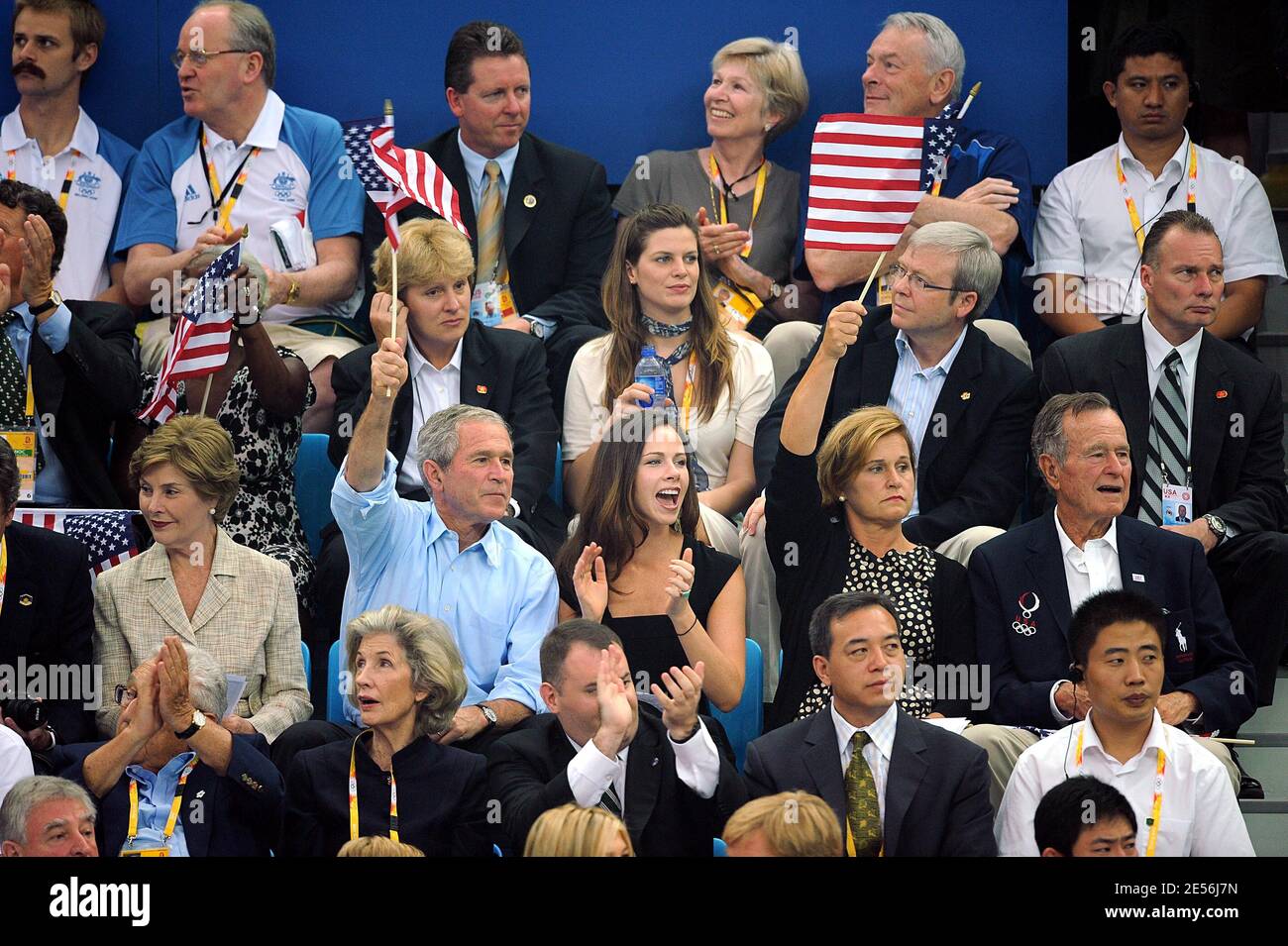 US president George W Bush, his wife Laura, Daughter Barbara and US ...