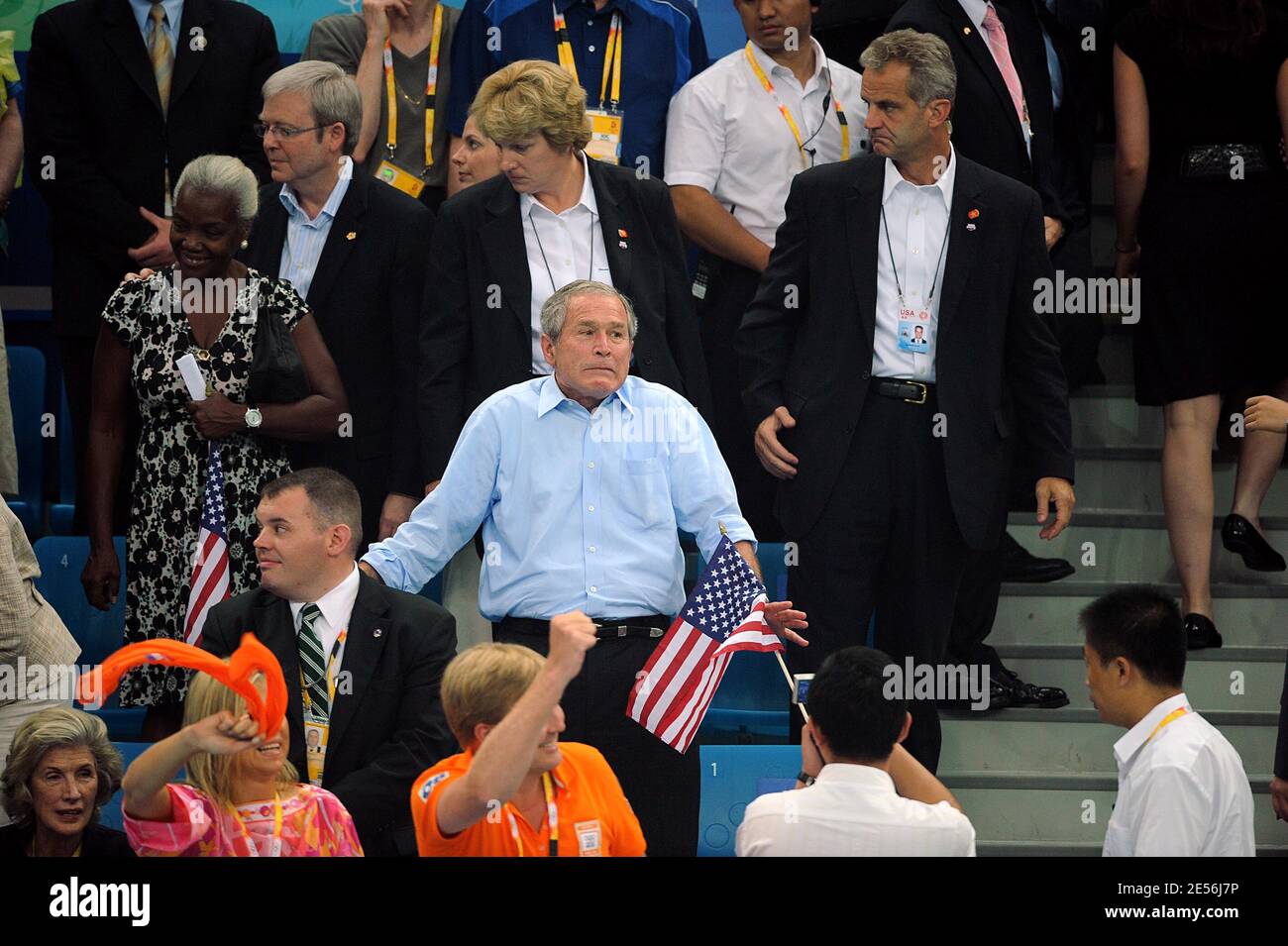 US president George W Bush, his wife Laura, Daughter Barbara and US ...