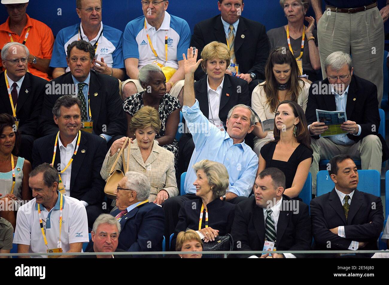 US president George W Bush, his wife Laura, Daughter Barbara and US ...
