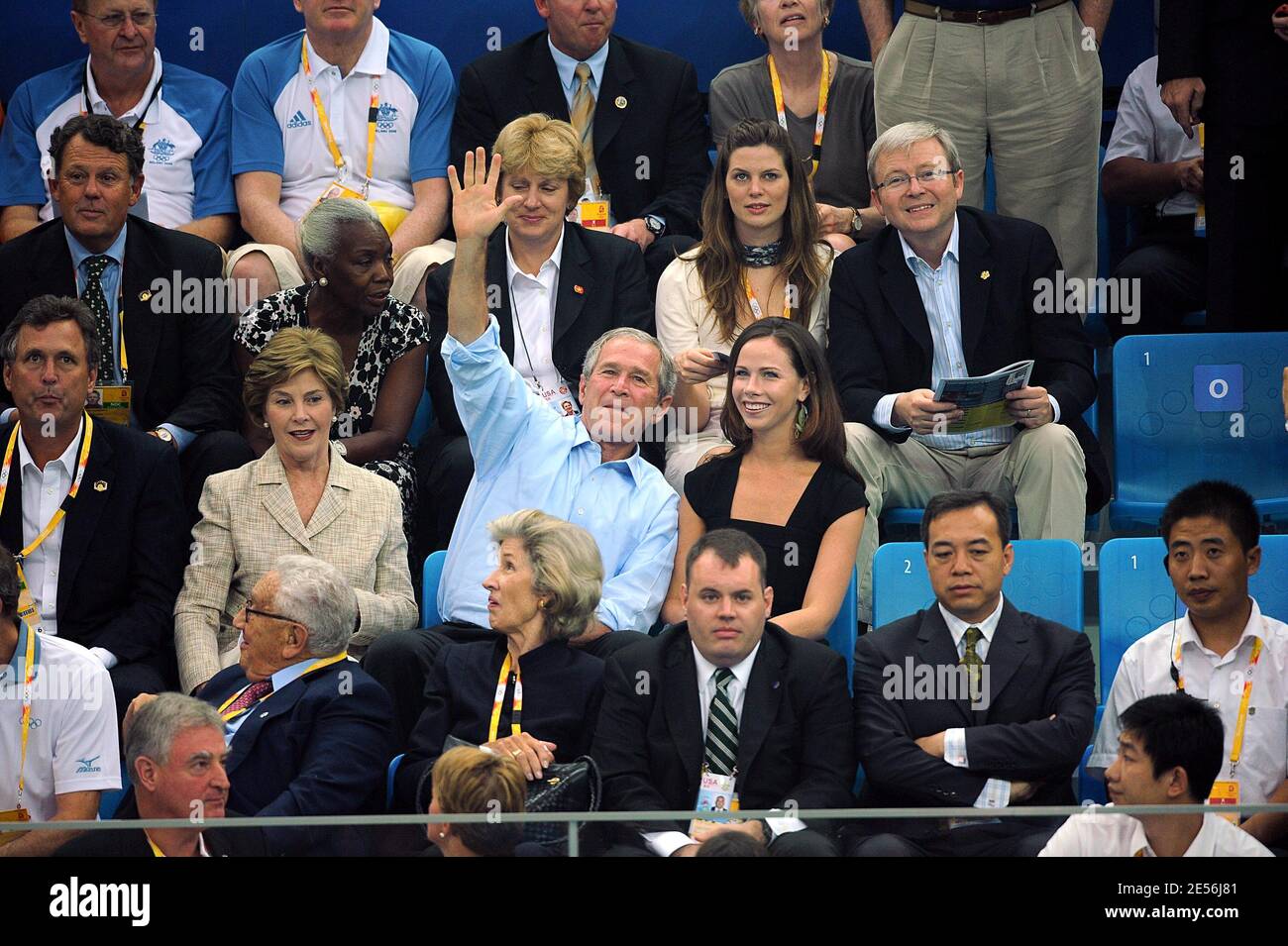 US president George W Bush, his wife Laura, Daughter Barbara and US ...