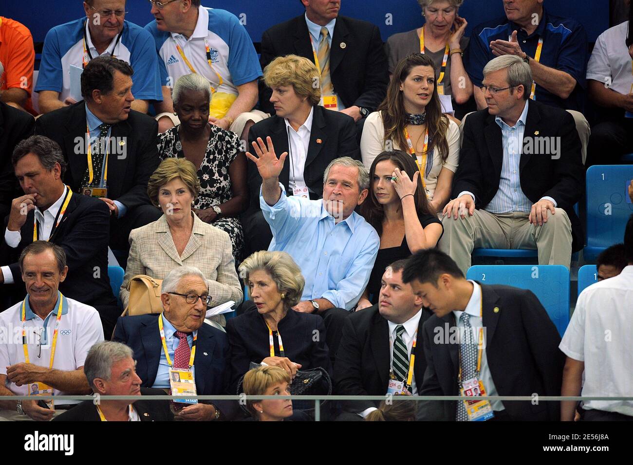 US president George W Bush, his wife Laura, Daughter Barbara and US ...