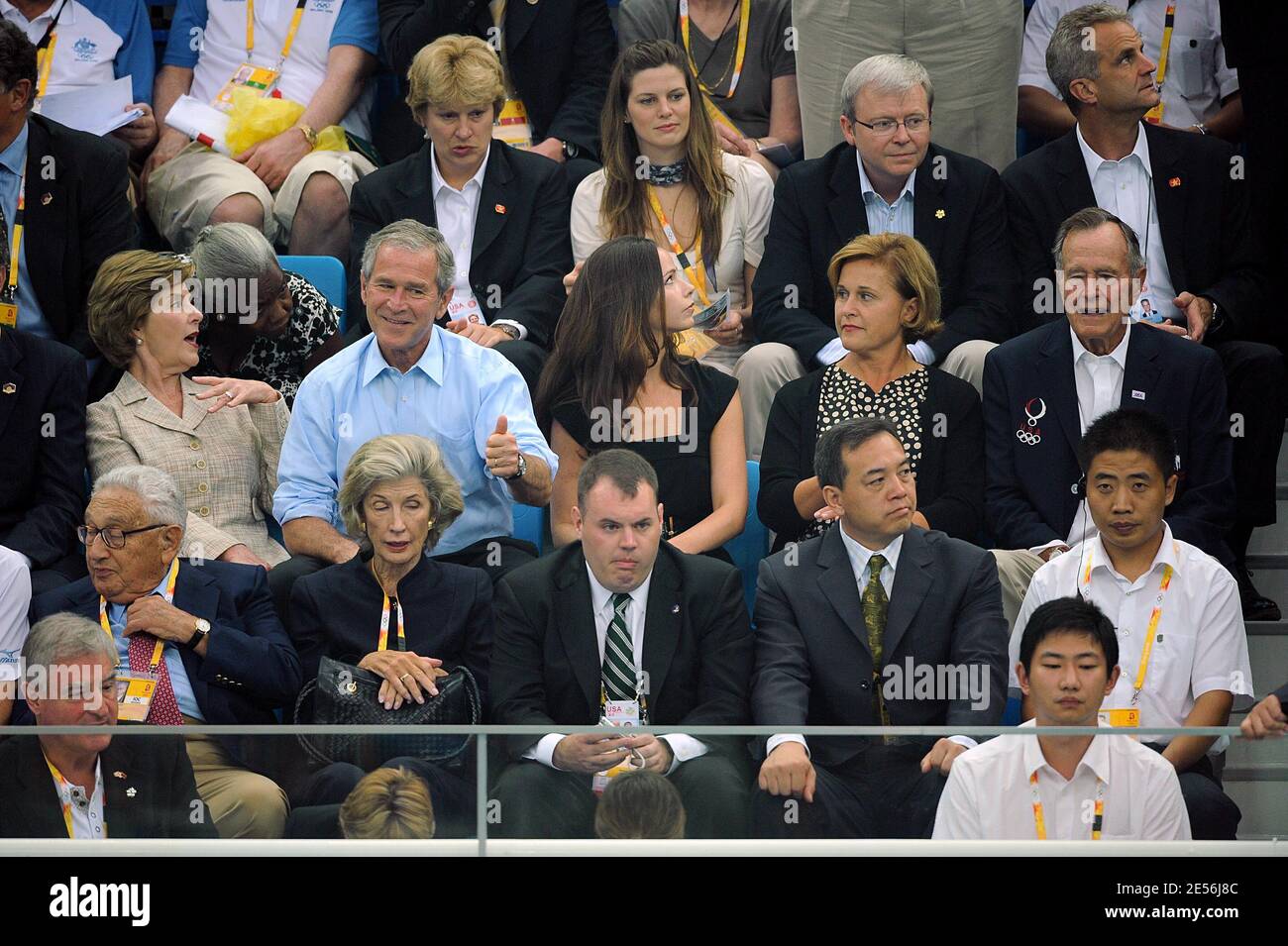 US president George W Bush, his wife Laura, Daughter Barbara and US ...