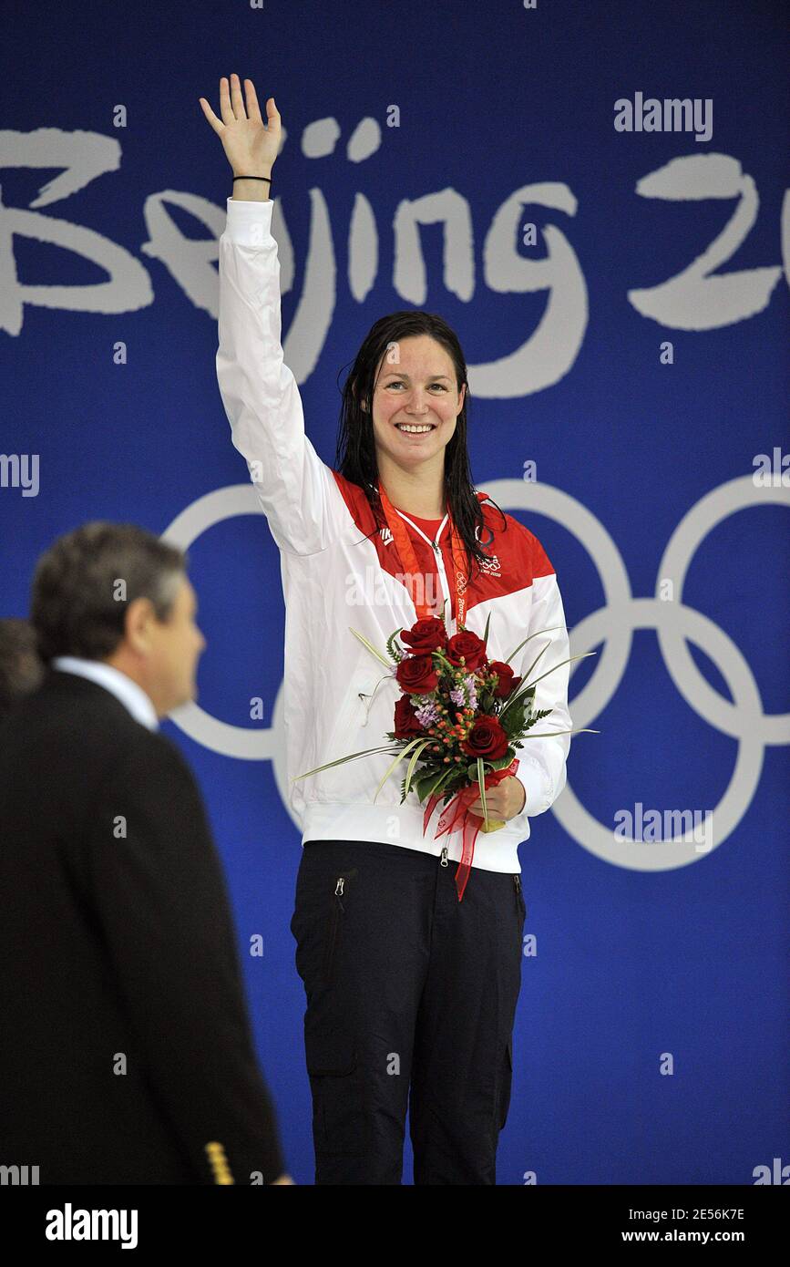 Silver medalist Christine Magnuson of the United States stands on the ...