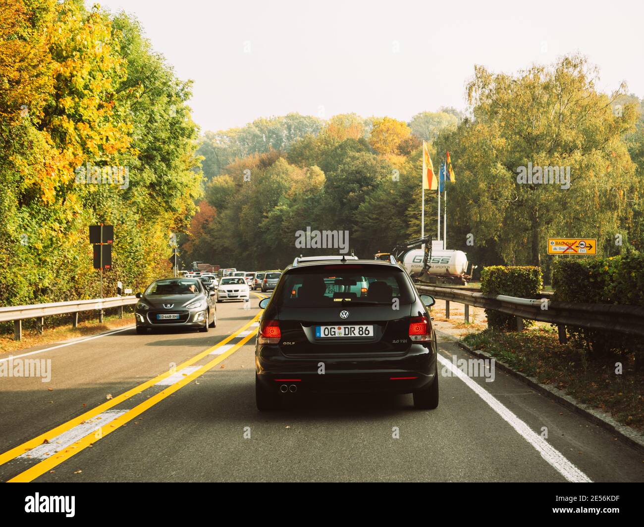 Germany - Oct 20, 2018: Busy rural highway road in germany with ...