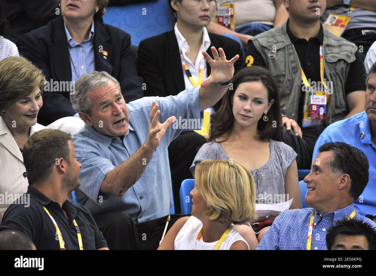 US president George W Bush, his wife Laura and Daughter Barbara atttend ...