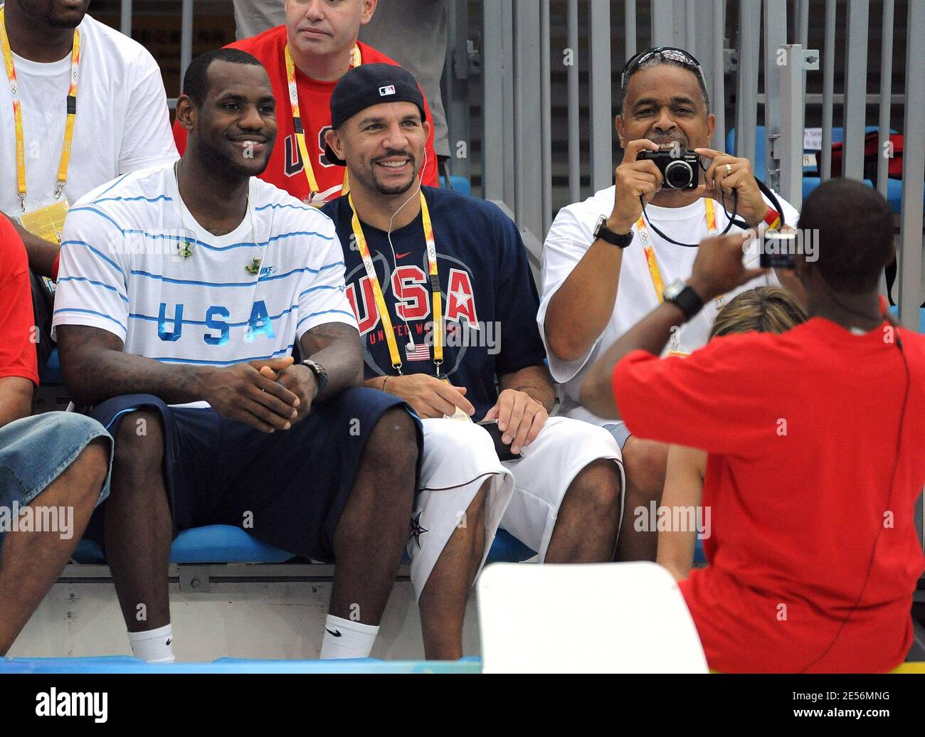 NBA star Lebron James, Jason Kidd and Chris Paul (Red) during the men's ...