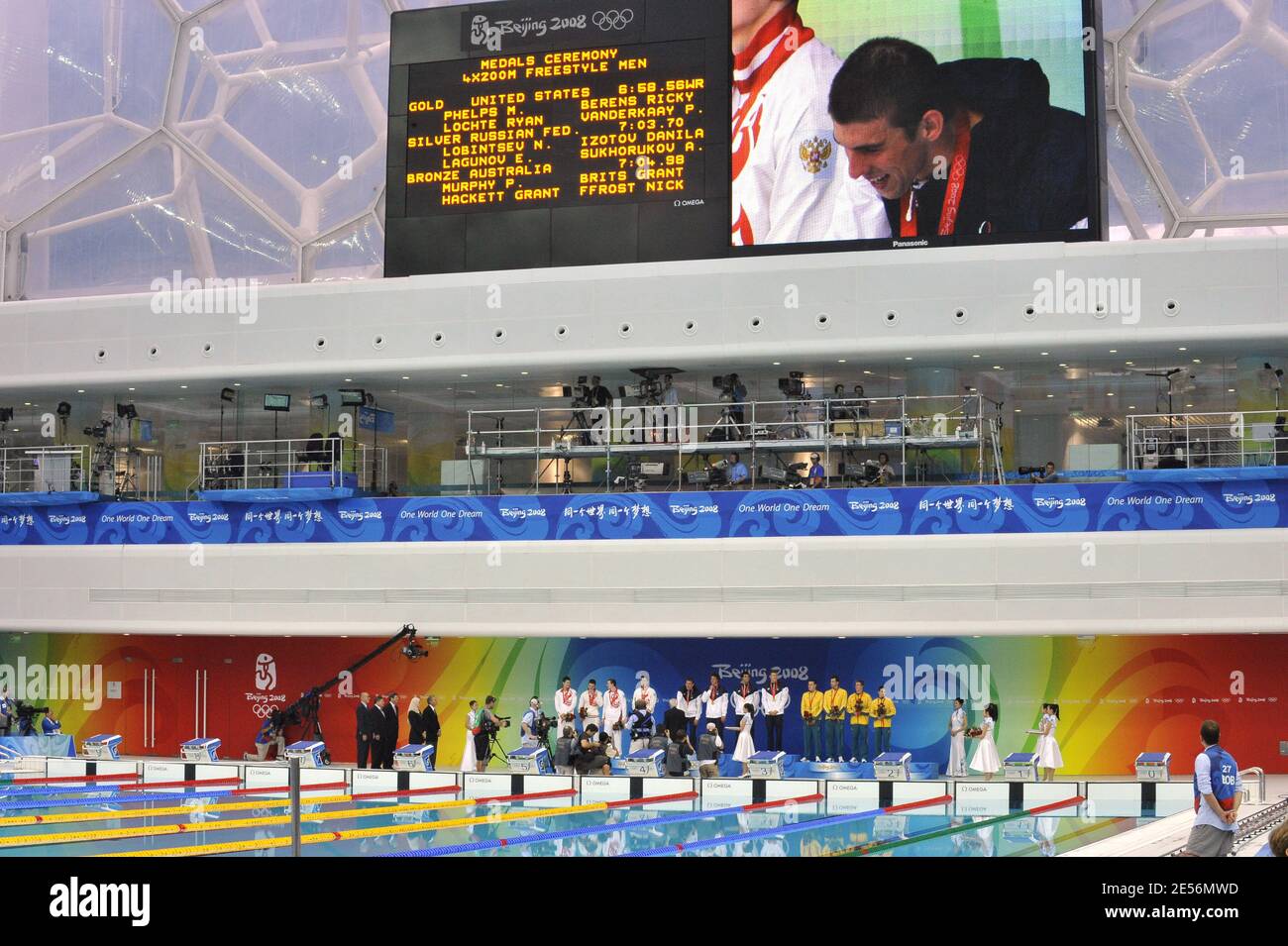 Michael Phelps, Ryan Lochte, Ricky Berens and Peter Vanderkaay of the ...