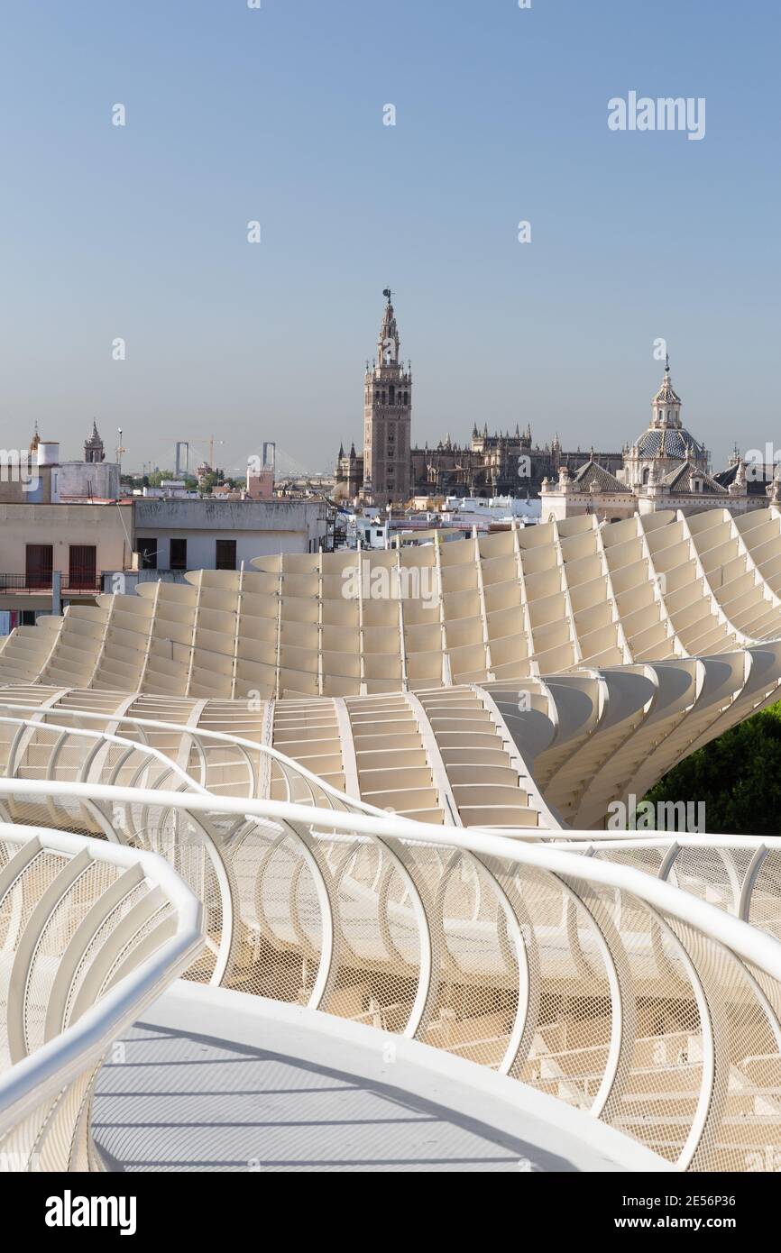 The skyline of Seville including the Seville Cathedral from the top of ...