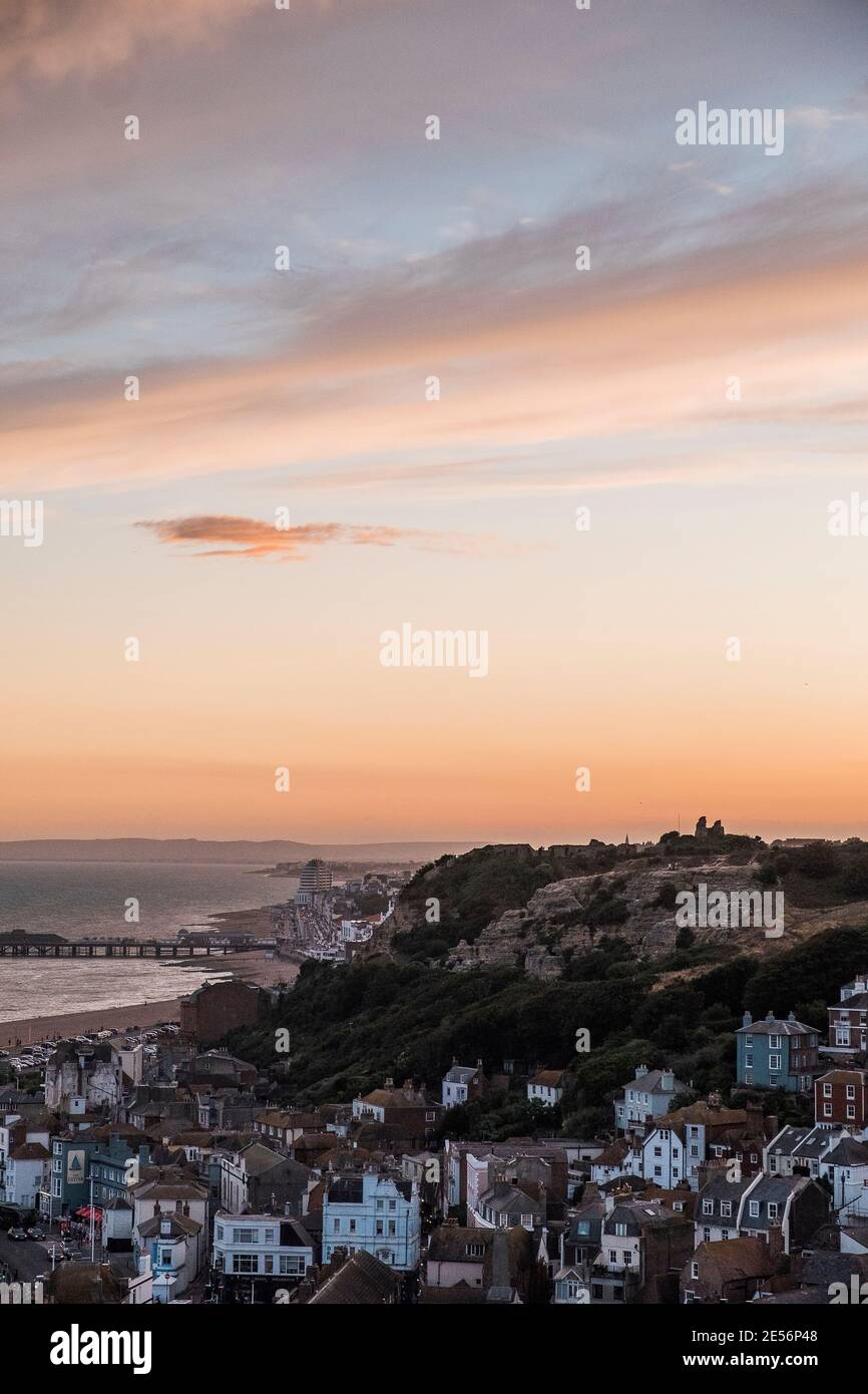A view towards Hastings Harbour and Old Town Stock Photo - Alamy