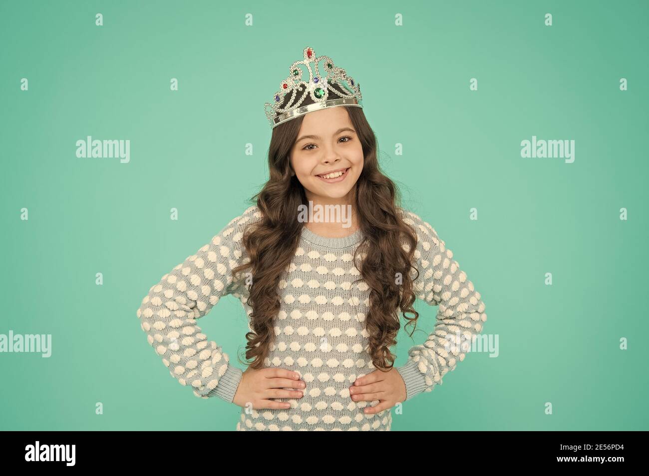 Today I want to be princess. Little princess smile blue background ...